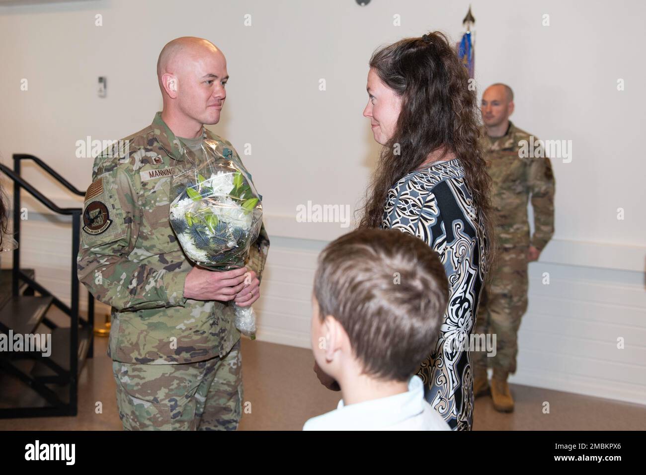 U.S. Air Force Lt. Col. Joseph Manning, left, 426th Air Base Squadron ...