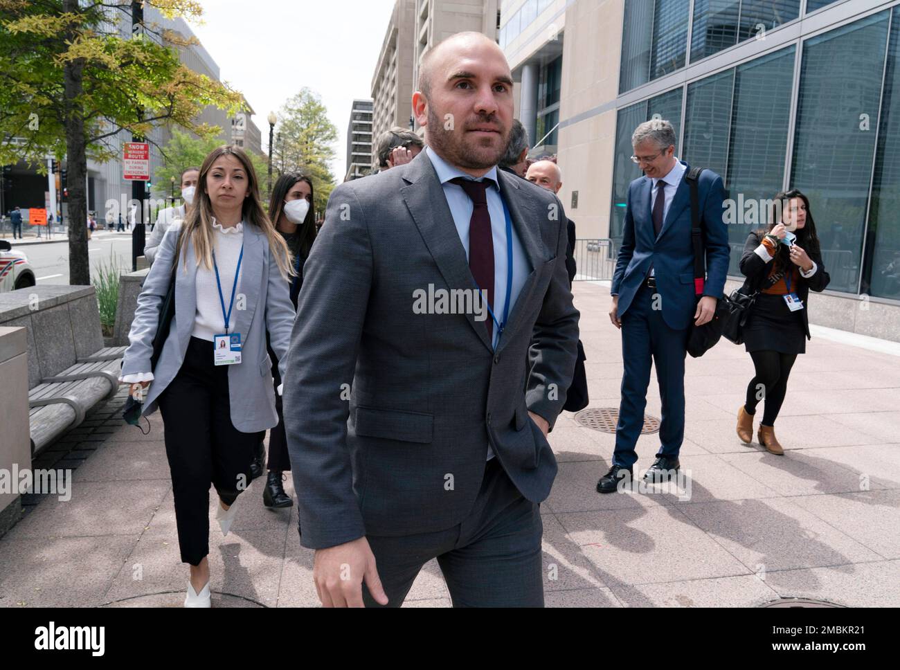 Argentina's Economy Minister Martin Guzman walks outside of the ...