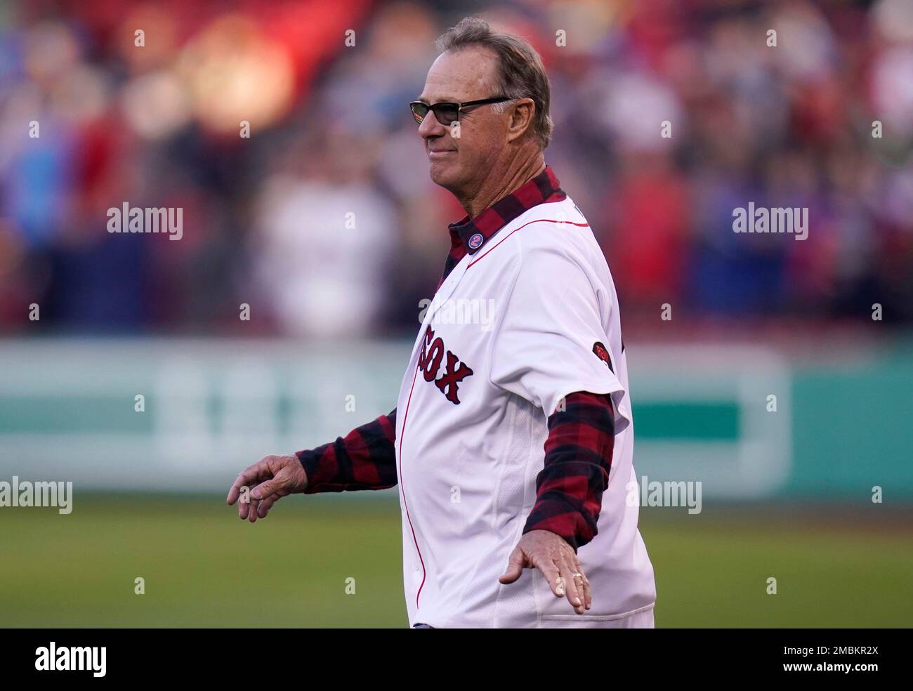 Boston Red Sox great Rick Burleson prior to a baseball game, Wednesday ...
