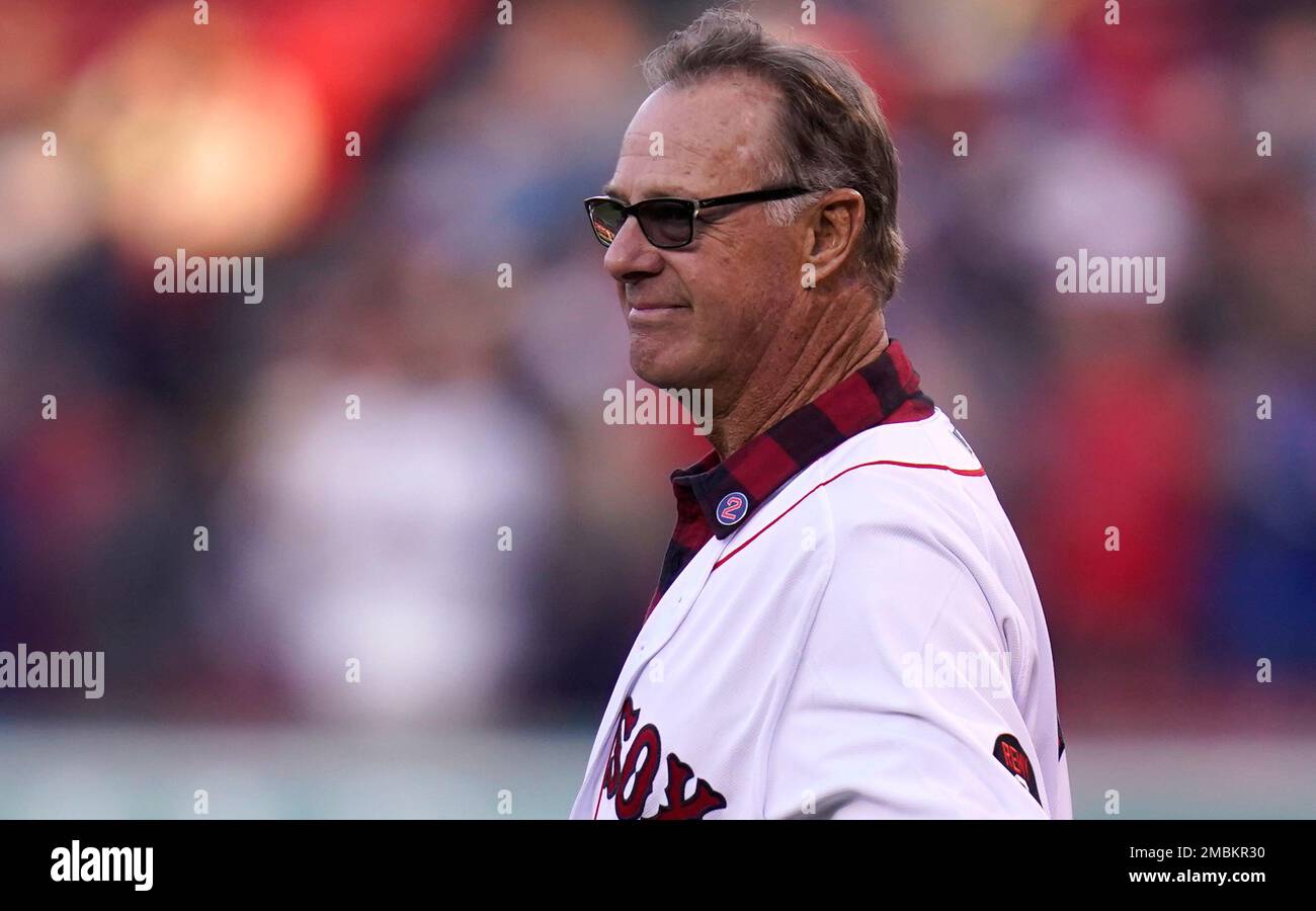 Boston Red Sox great Rick Burleson prior to a baseball game, Wednesday ...