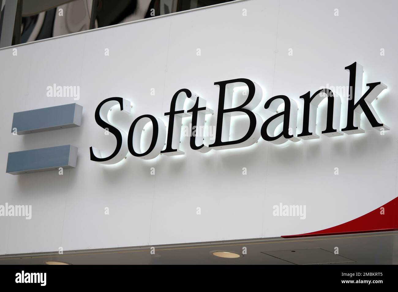 The logo of SoftBank Corp. is seen at its shop in Tokyo, Thursday ...