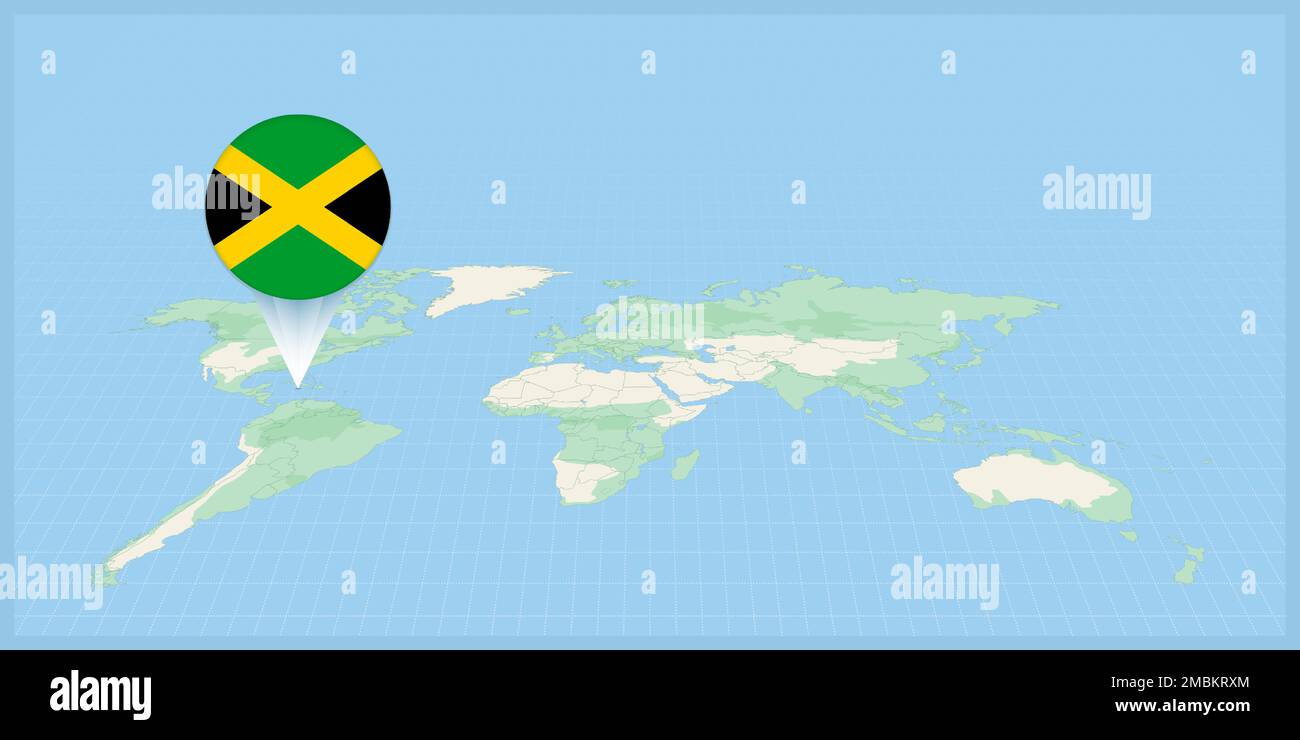 Location of Jamaica on the world map, marked with Jamaica flag pin ...