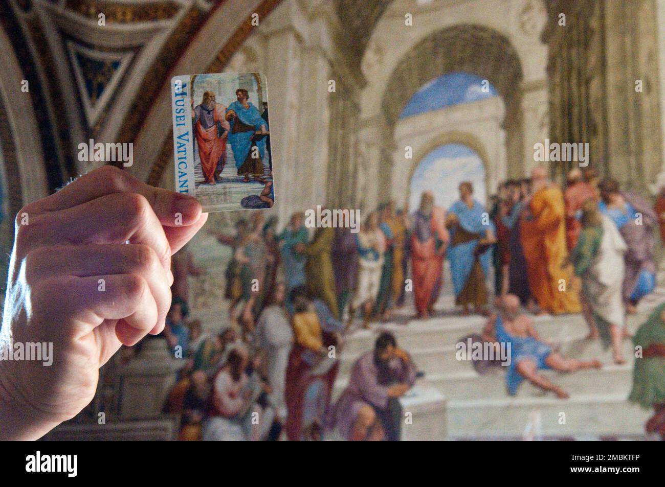 Comparing the Vatican entrance ticket to the actual painting by Raphael ...