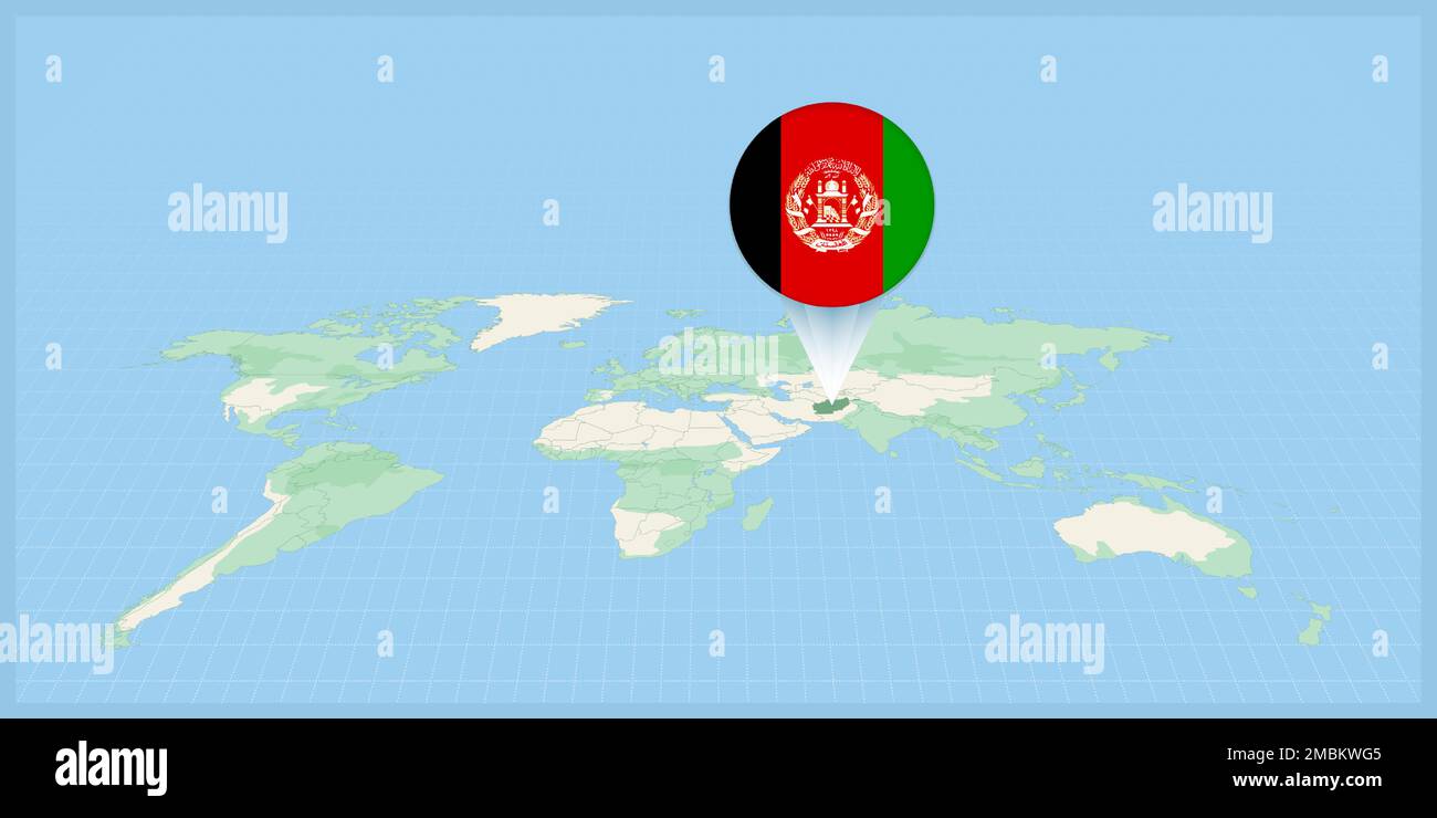 Location of Afghanistan on the world map, marked with Afghanistan flag ...
