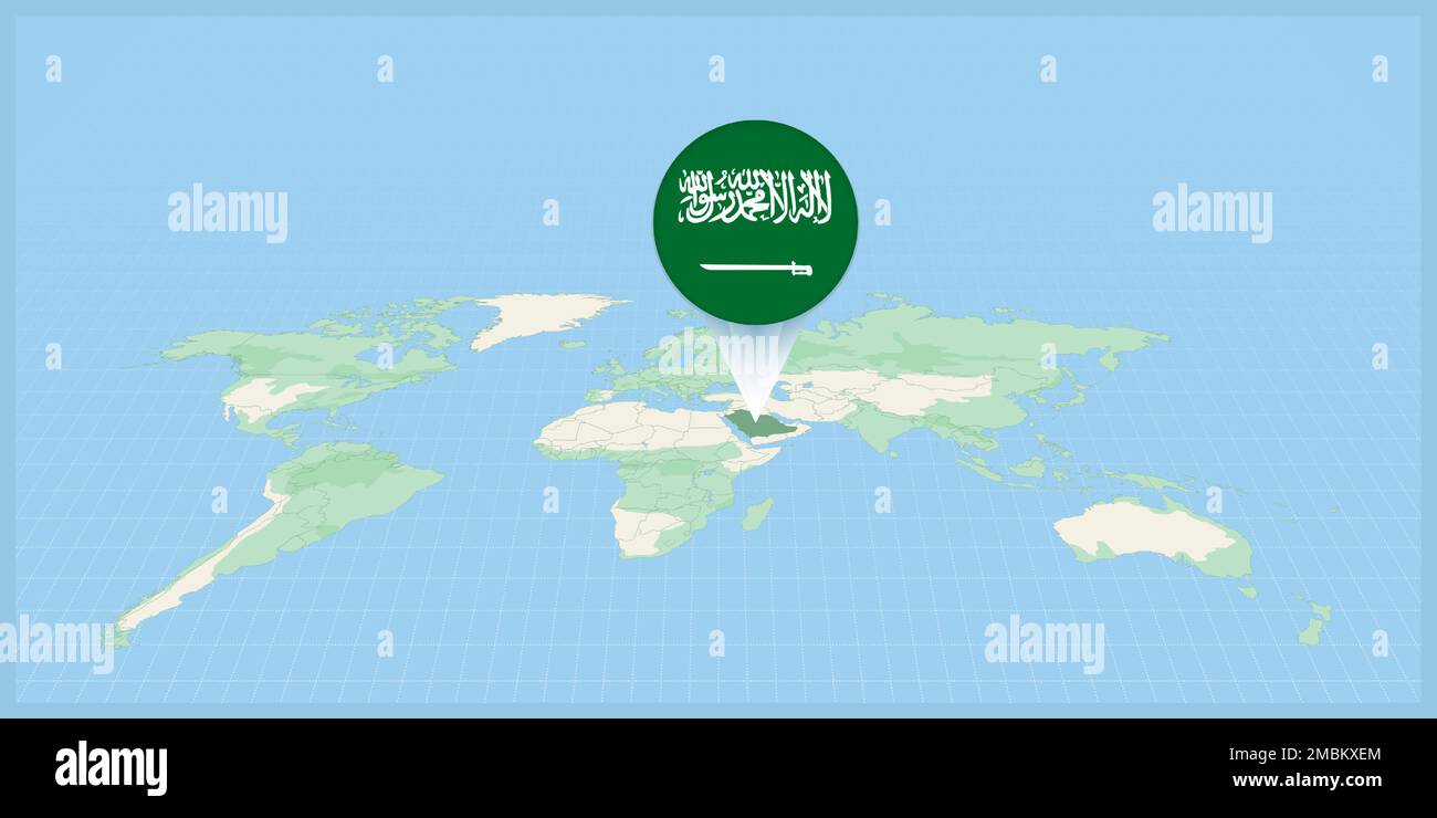 Location of Saudi Arabia on the world map, marked with Saudi Arabia ...