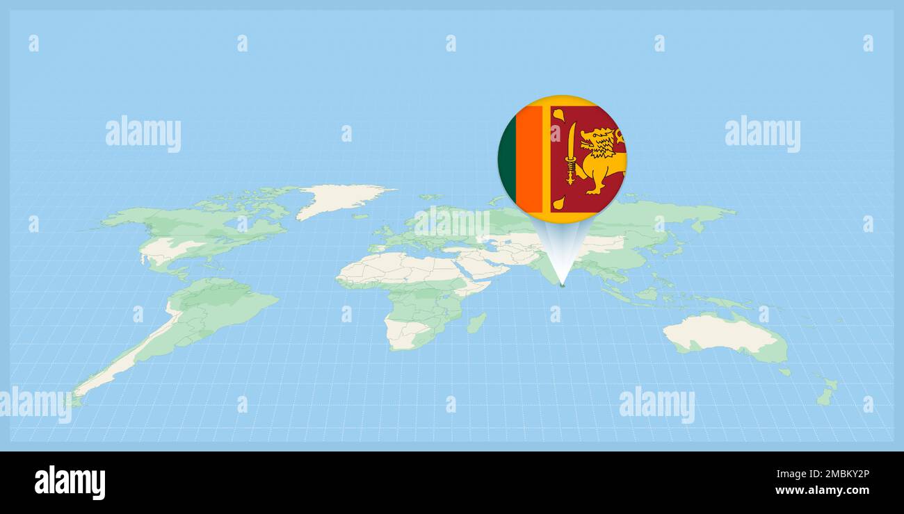 Location of Sri Lanka on the world map, marked with Sri Lanka flag pin ...