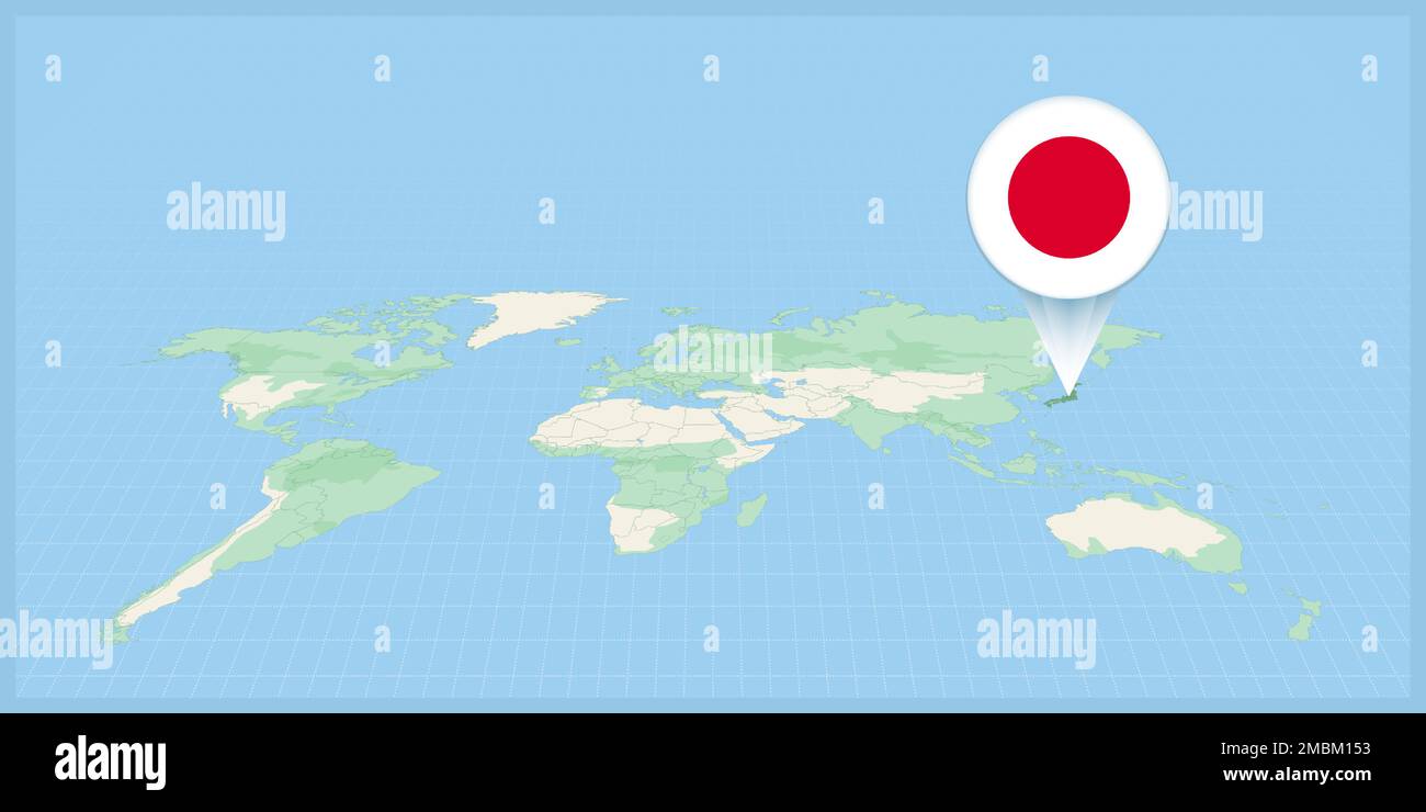 Location of Japan on the world map, marked with Japan flag pin ...
