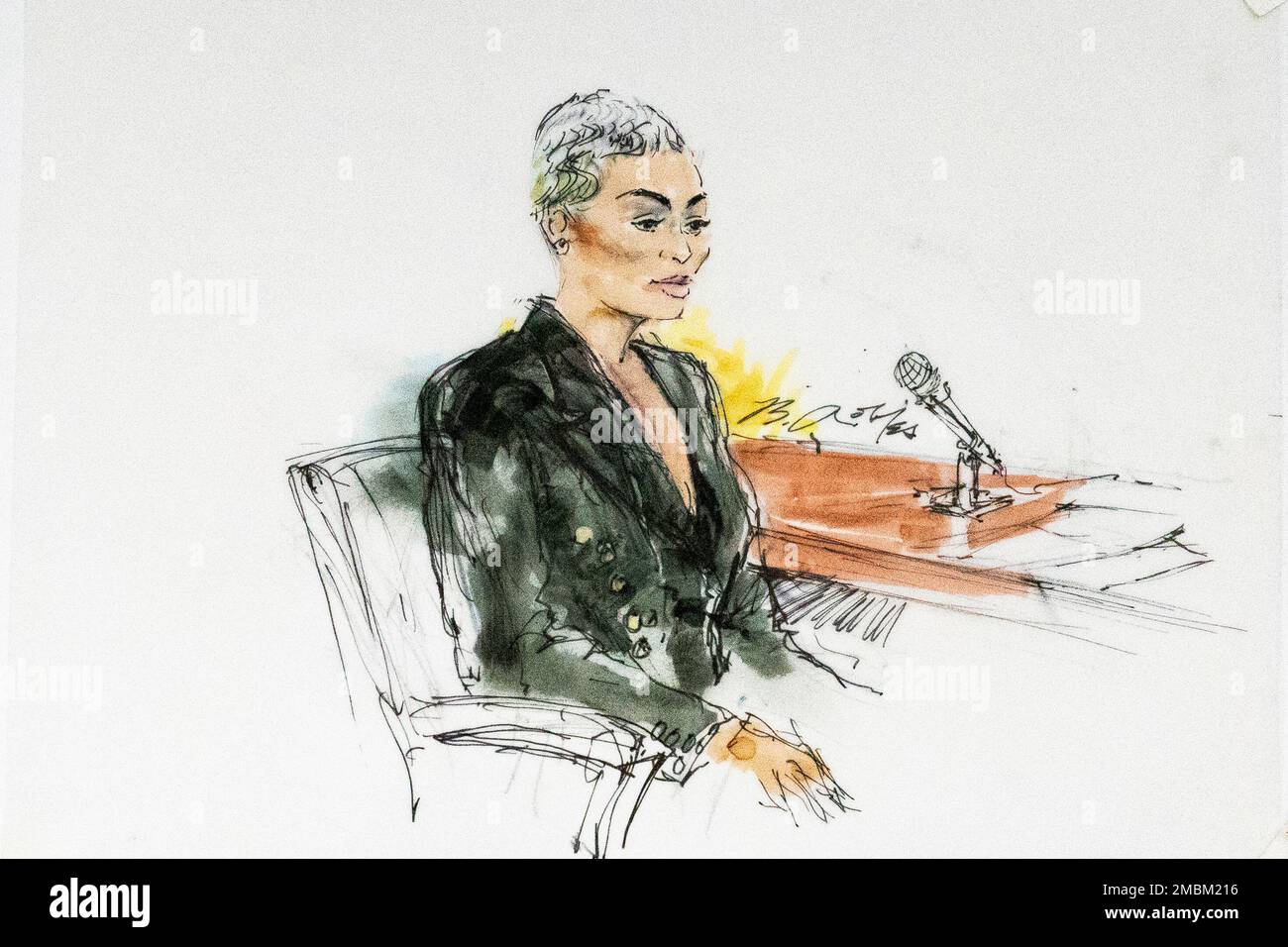 In this courtroom artist sketch, former reality television star Blac ...