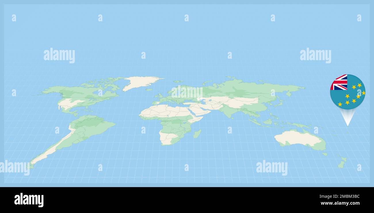 Location of Tuvalu on the world map, marked with Tuvalu flag pin ...