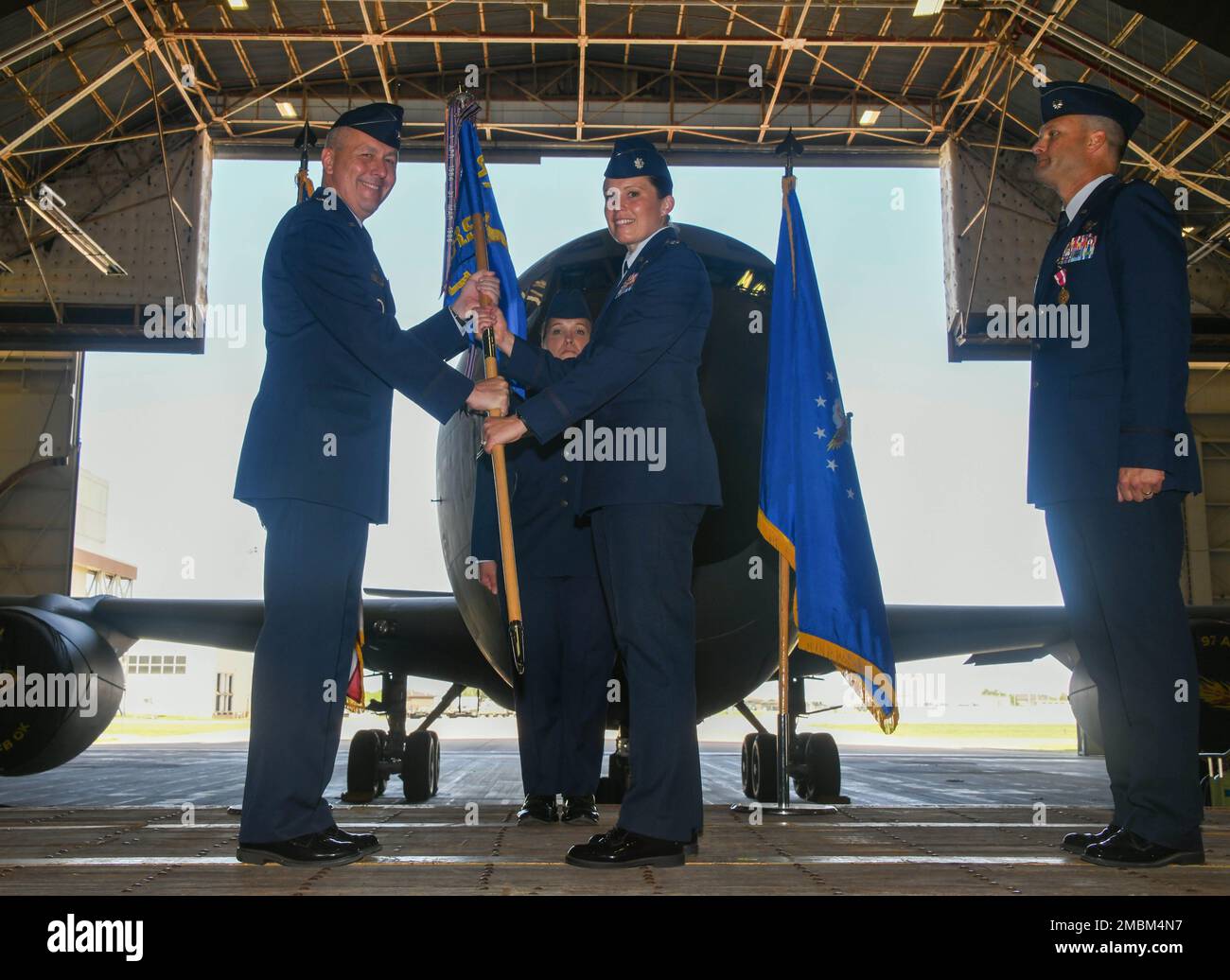 U.S. Air Force Col. Scott Linck (left), 97th Operations Group commander ...