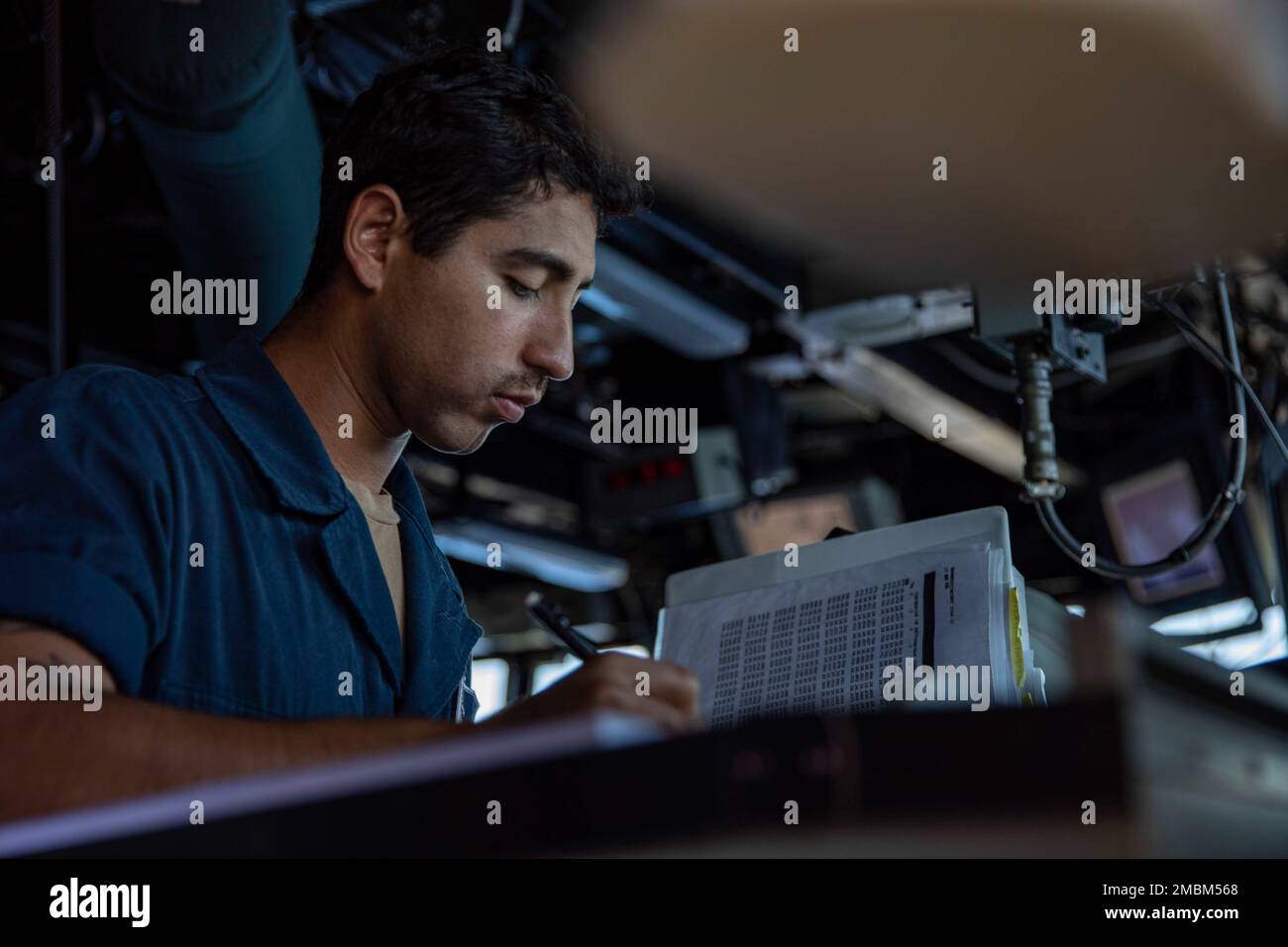 220616-N-UL352-1010 ATLANTIC OCEAN (June 16, 2022) Quartermaster Seaman Mark Robles, assigned to ...