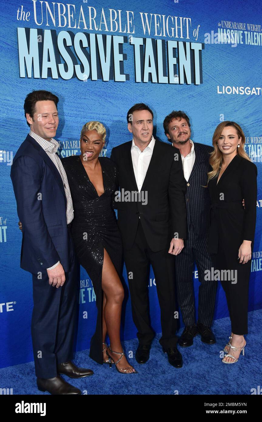 Ike Barinholtz,from left, Tiffany Haddish, Nicolas Cage, Pedro Pascal ...