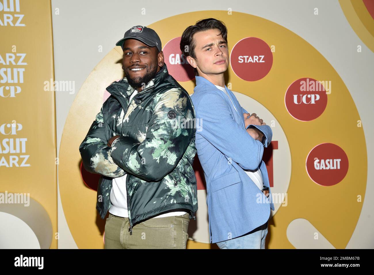 Quincy Isaiah, left, and Ben Ahlers attend the premiere for "Gaslit" at ...