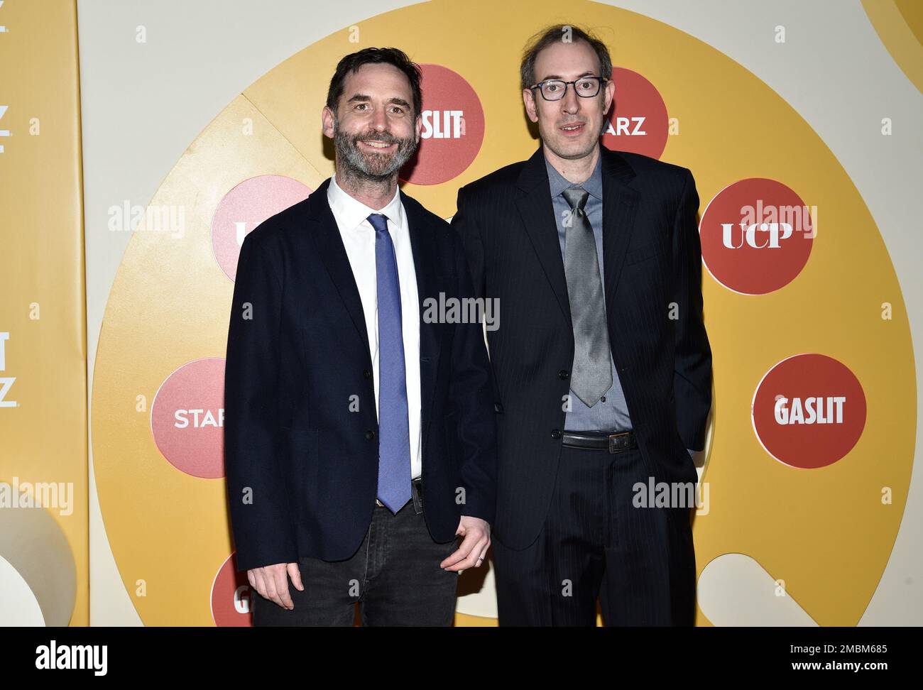 Josh Levin, left, and Gabriel Roth attend the premiere for "Gaslit" at ...