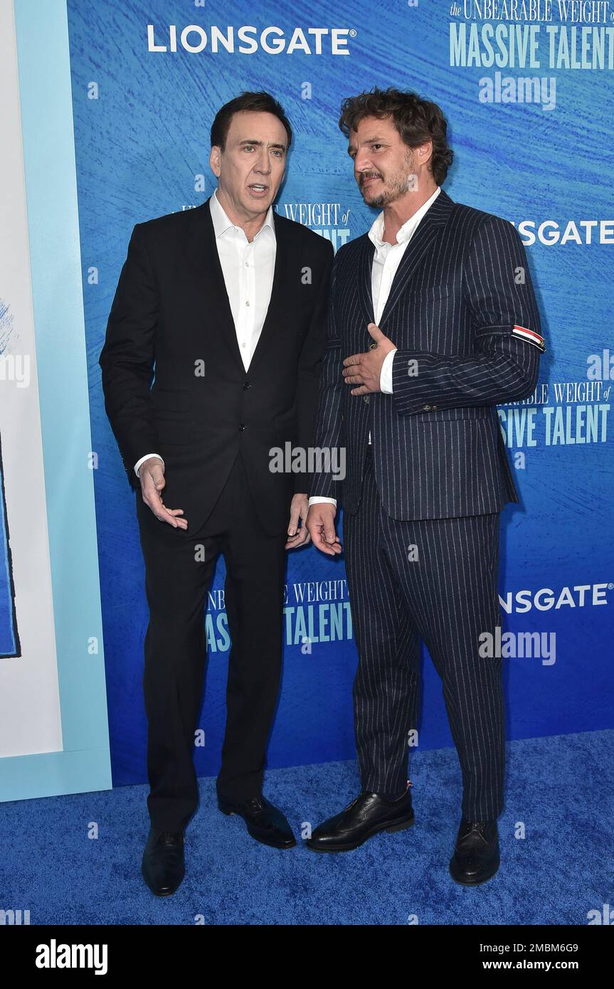 Nicolas Cage, left, and Pedro Pascal arrive at the premiere of "The ...