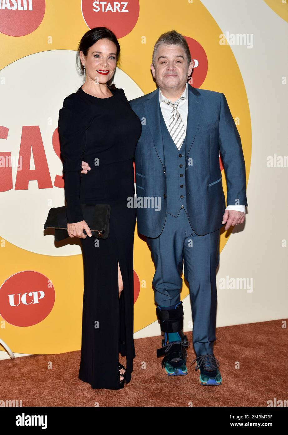 Actor Patton Oswalt, right, and wife, Meredith Salenger, attend the ...