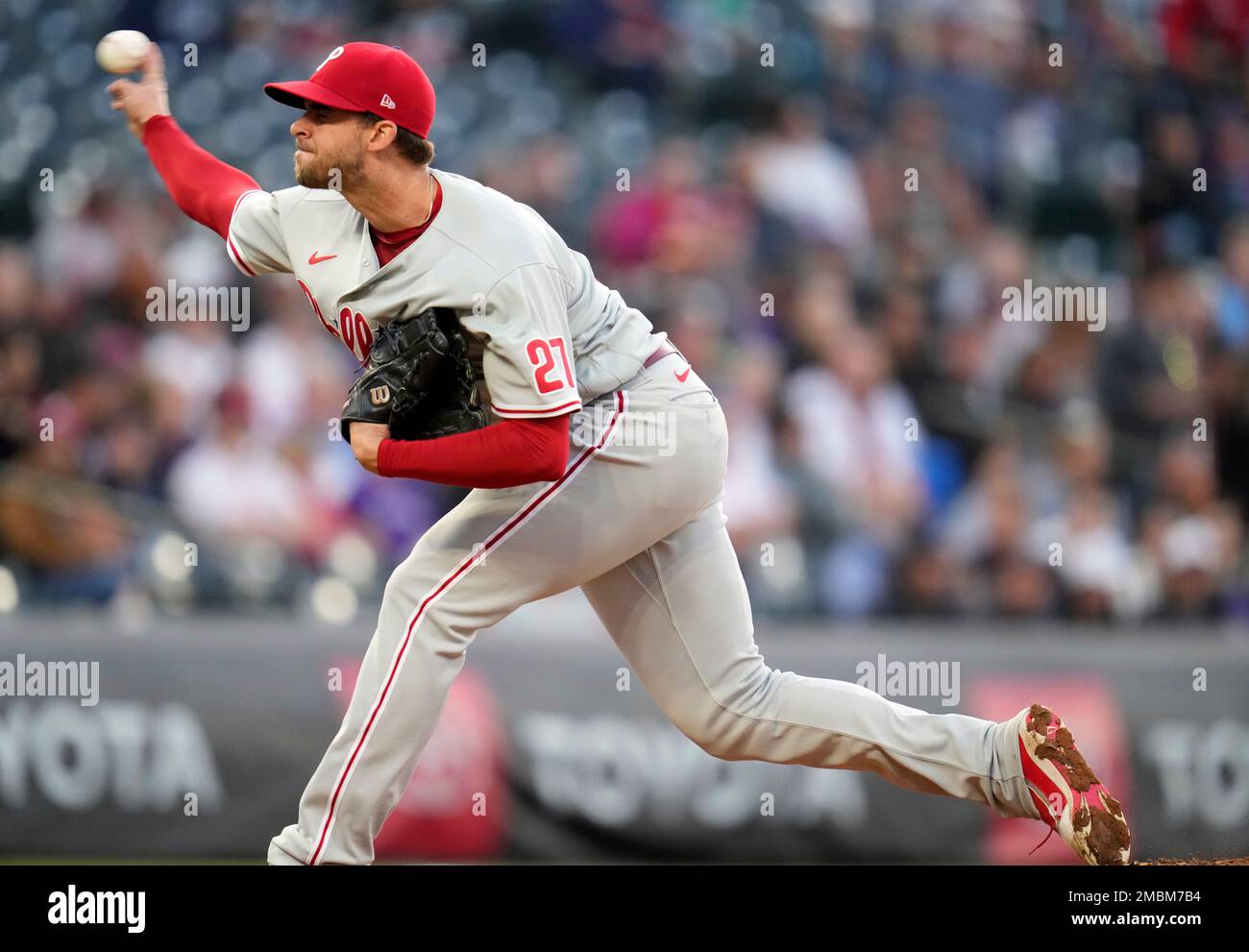 Philadelphia Phillies starting pitcher Aaron Nola works against the ...