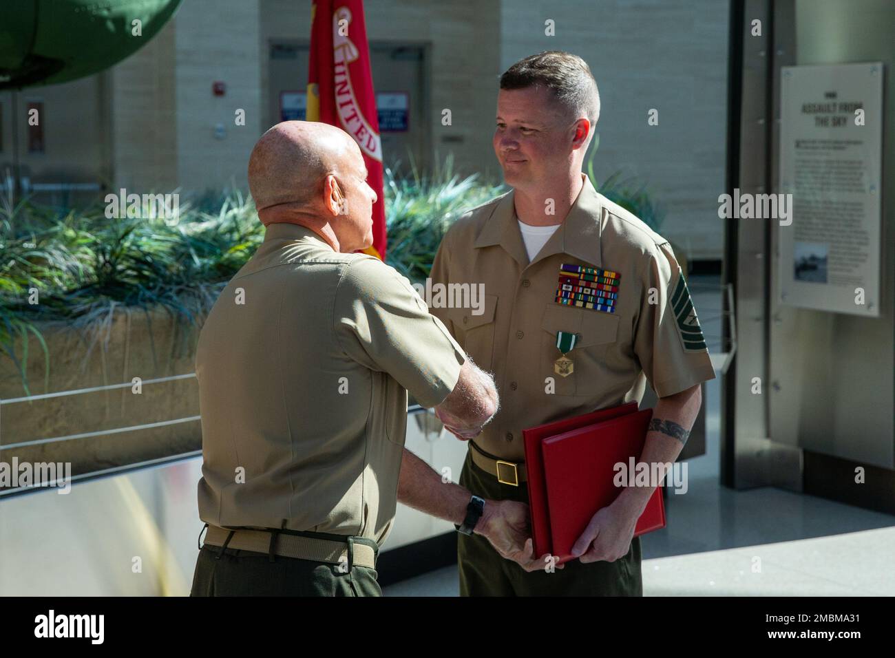 U.S. Marine Corps Master Sgt. Matthew R. Piano, right, operations chief ...
