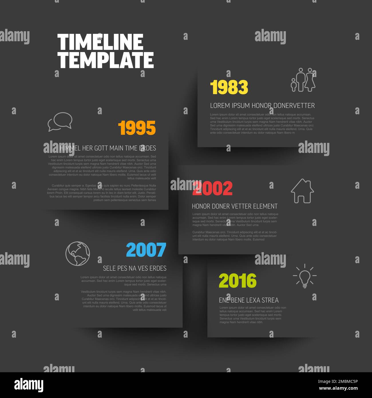 Vector simple dark infographic vertical time line template with ...