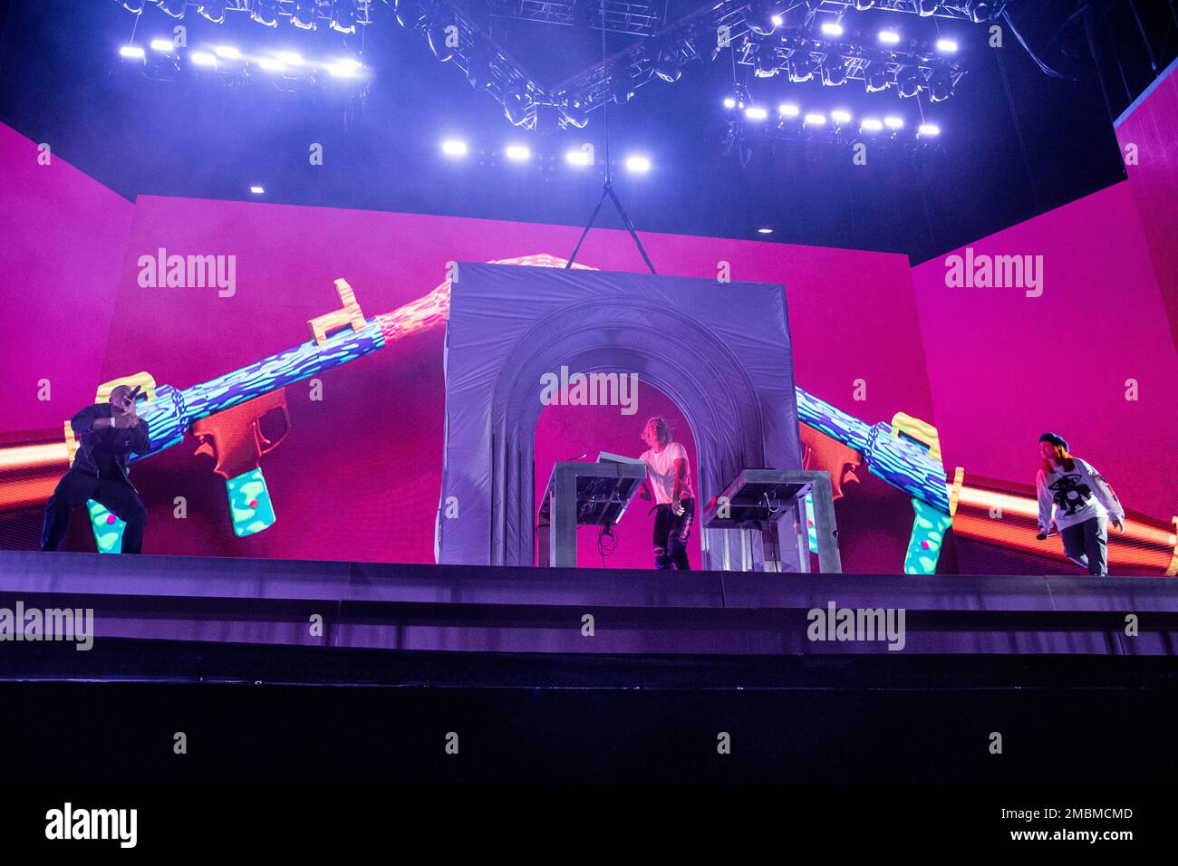 Vince Staples, from left, Flume, and Kucka perform at the Coachella ...