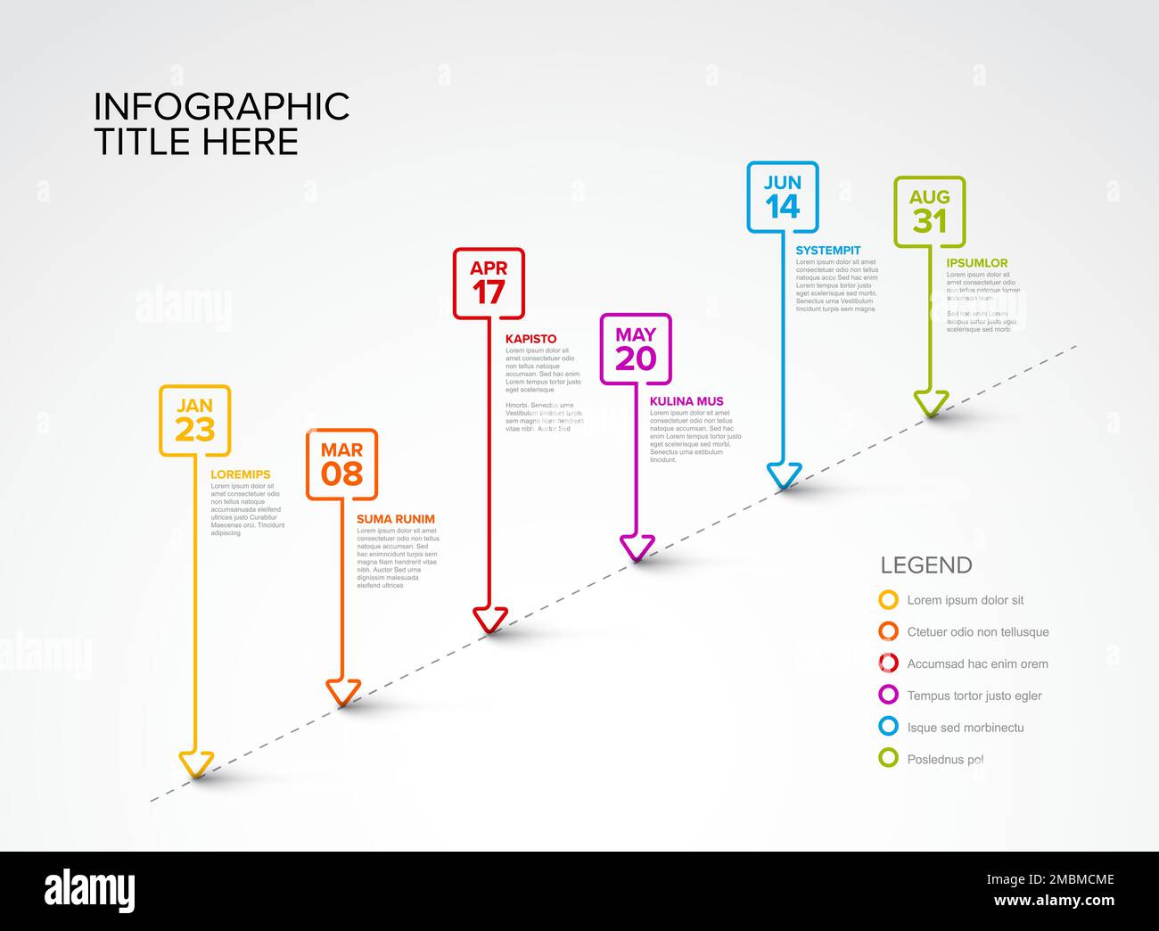 Colorful vector infographic timeline report template with six square ...