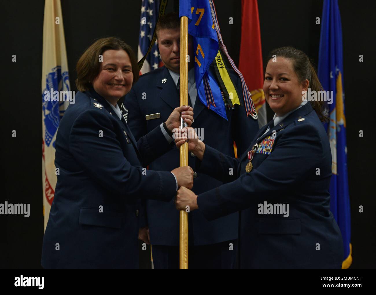 U.S. Air Force Lt. Col. Linda Davis, right, 17th Training Support ...