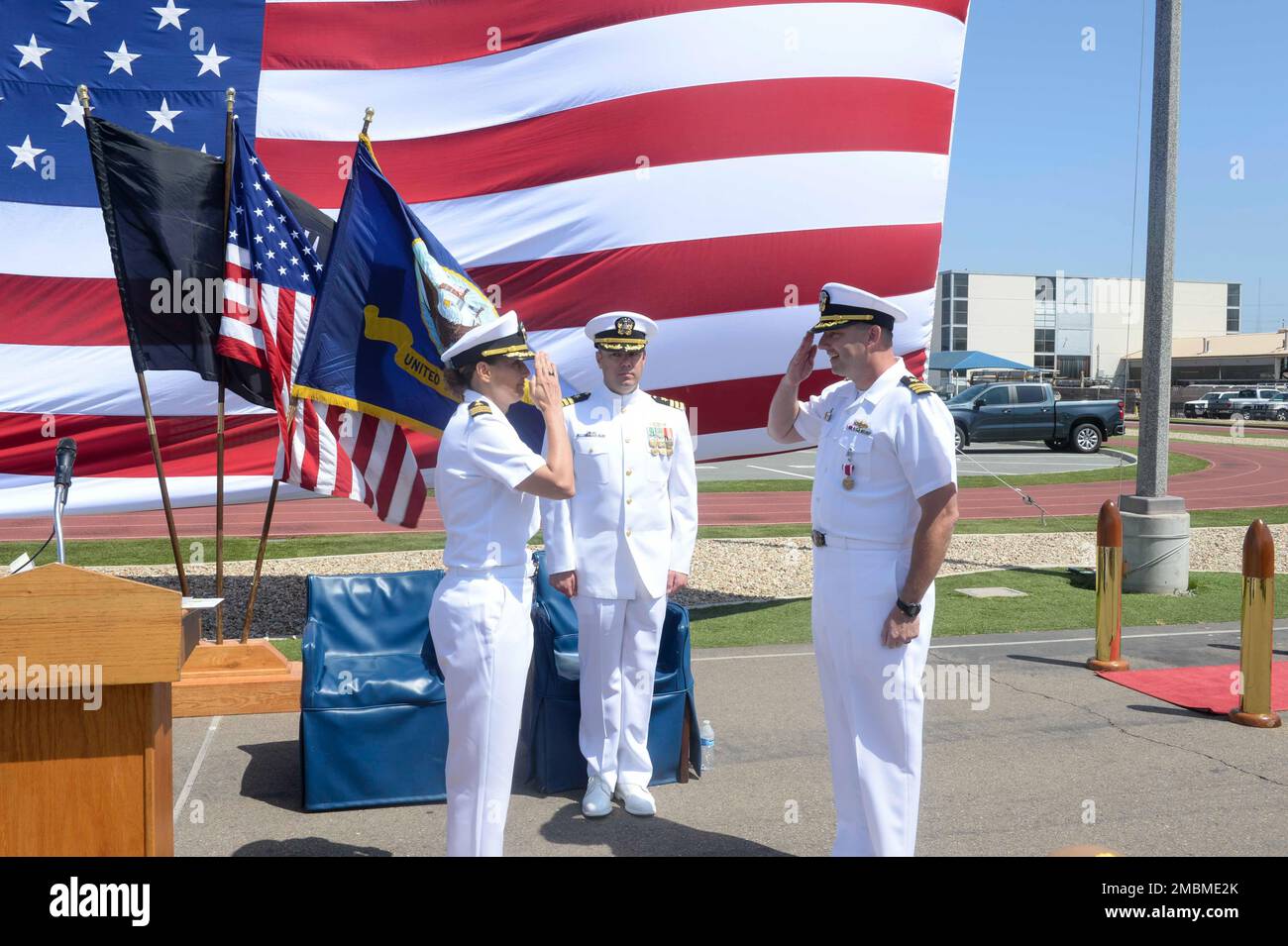 220617-N-ZS023-1075 SAN DIEGO (June 17, 2022) Cmdr. Robert Burke, right ...