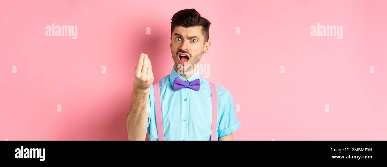 Impulsive young man having an arument, prove someone wrong, showing ...