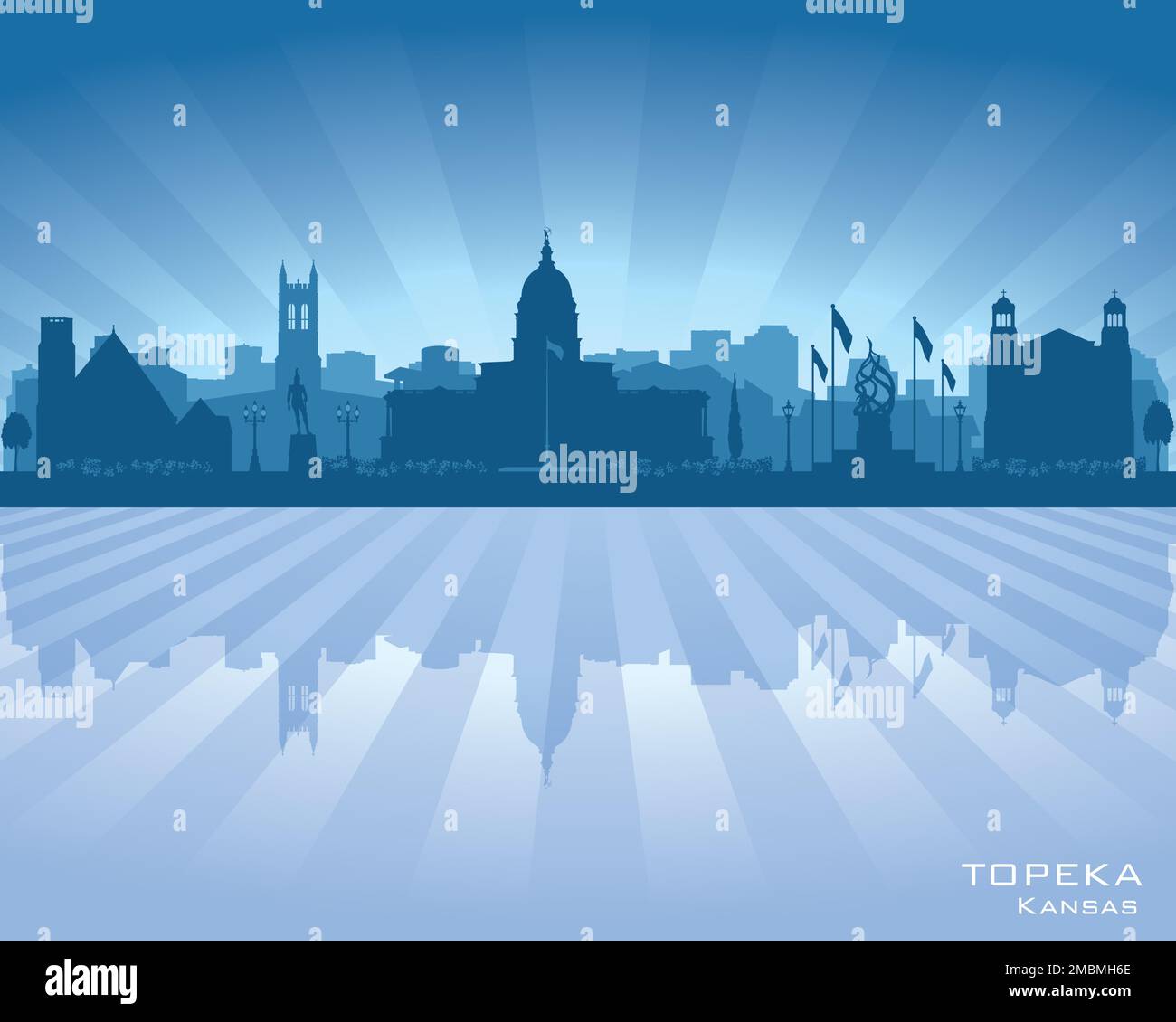 Topeka Kansas city skyline vector silhouette illustration Stock Vector ...