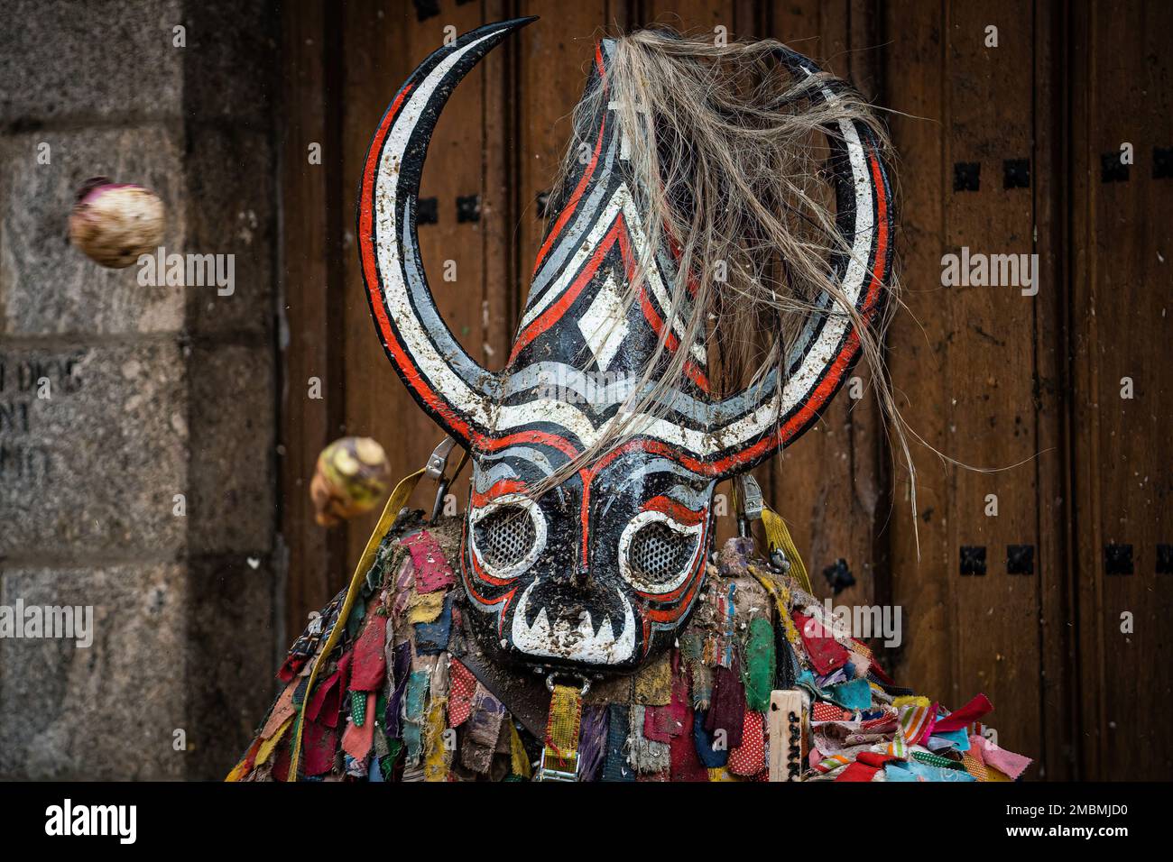 Piornal, Spain. 20th Jan, 2023. The Mask of the jarramplas seen during ...