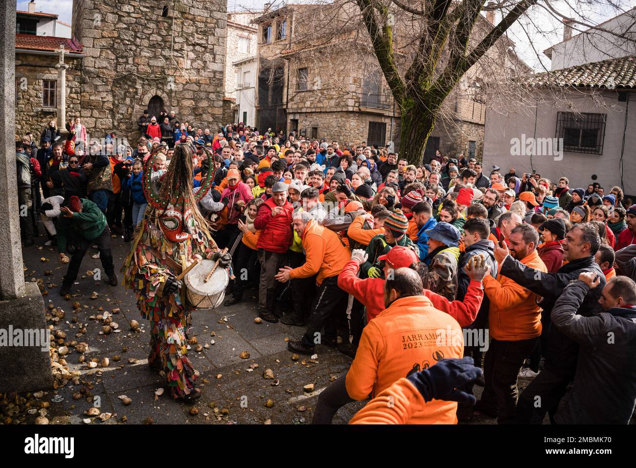 Piornal, Spain. 20th Jan, 2023. Hundreds of People strongly throw ...
