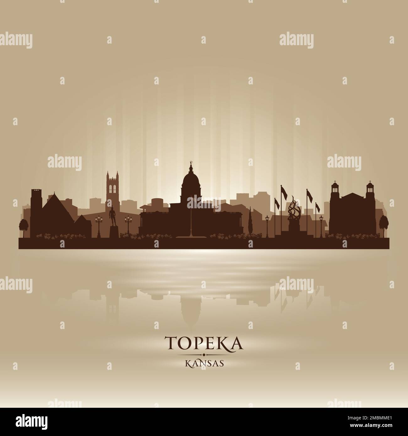 Topeka Kansas city skyline vector silhouette illustration Stock Vector ...