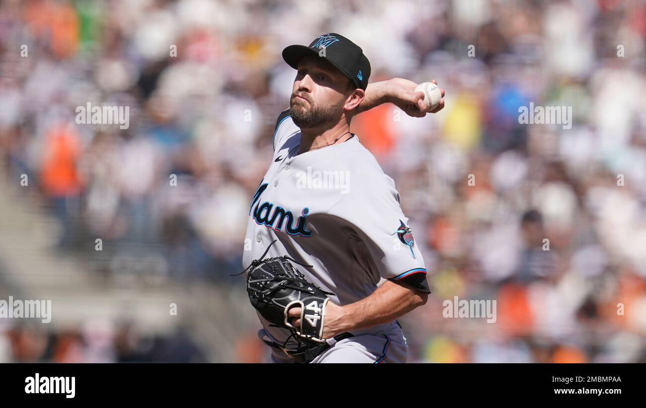 Miami Marlins pitcher Cole Sulser against the San Francisco Giants ...