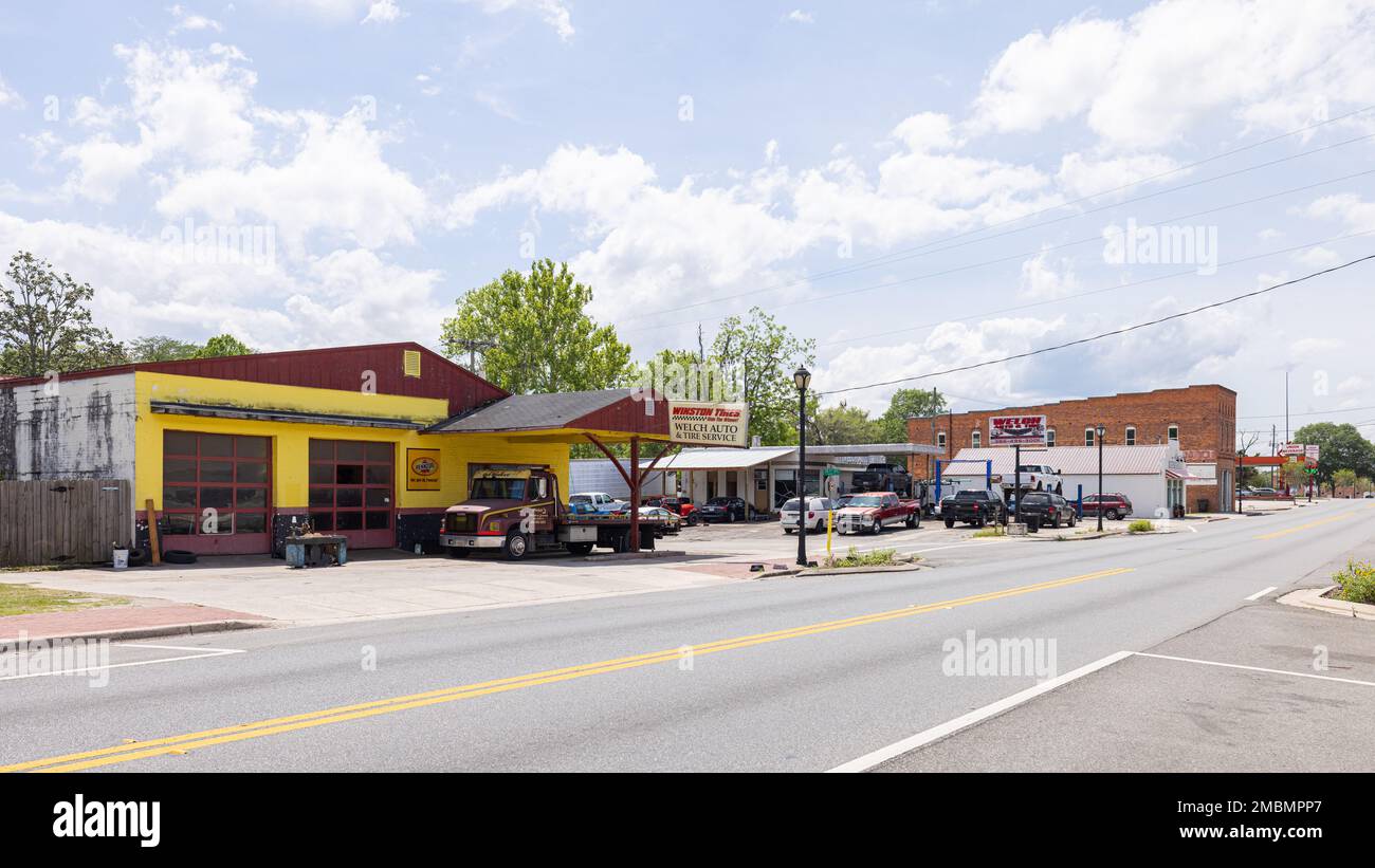Lake Butler, Florida, USA - April 16, 2022: The old The old business ...