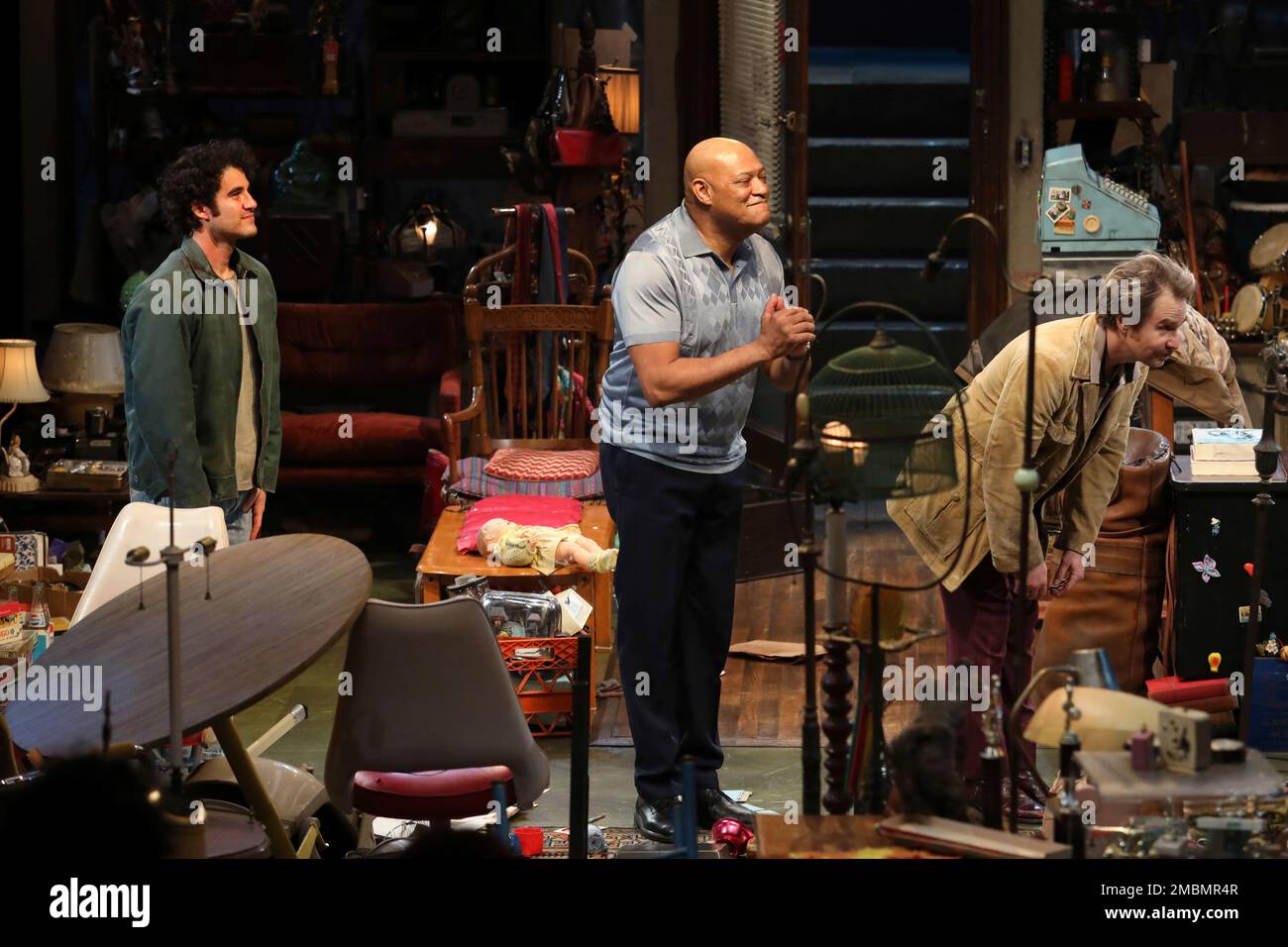 Darren Criss, from left, Laurence Fishburne and Sam Rockwell appear on ...