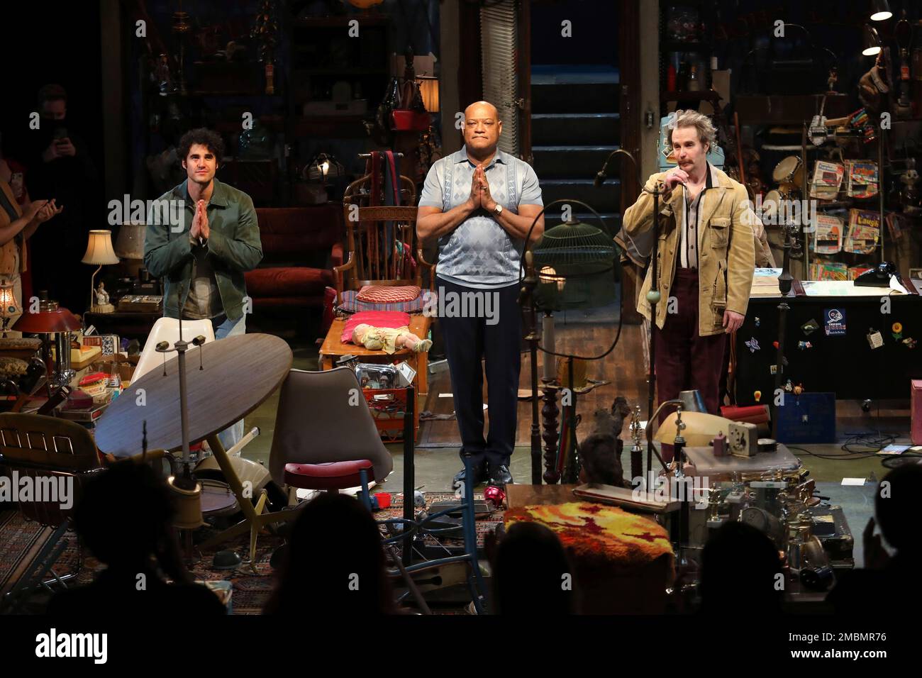 Darren Criss, from left, Laurence Fishburne and Sam Rockwell appear on ...