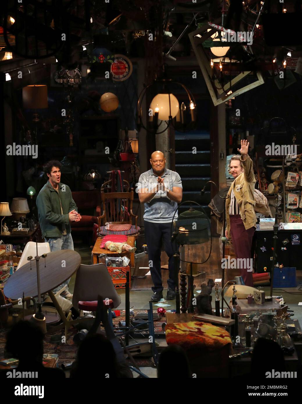 Darren Criss, from left, Laurence Fishburne and Sam Rockwell appear on ...