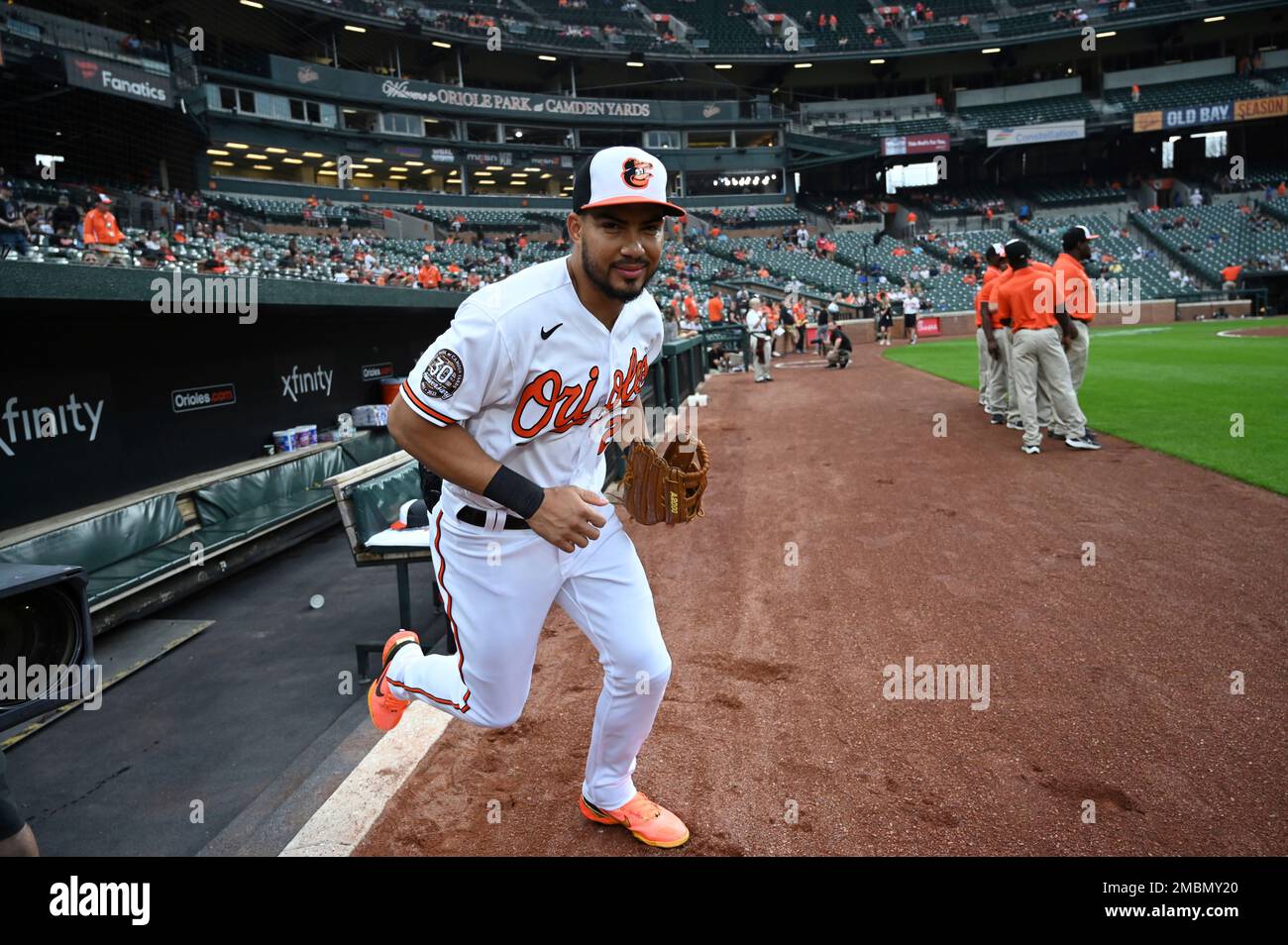 Baltimore Orioles' Anthony Santander takes the field against the ...