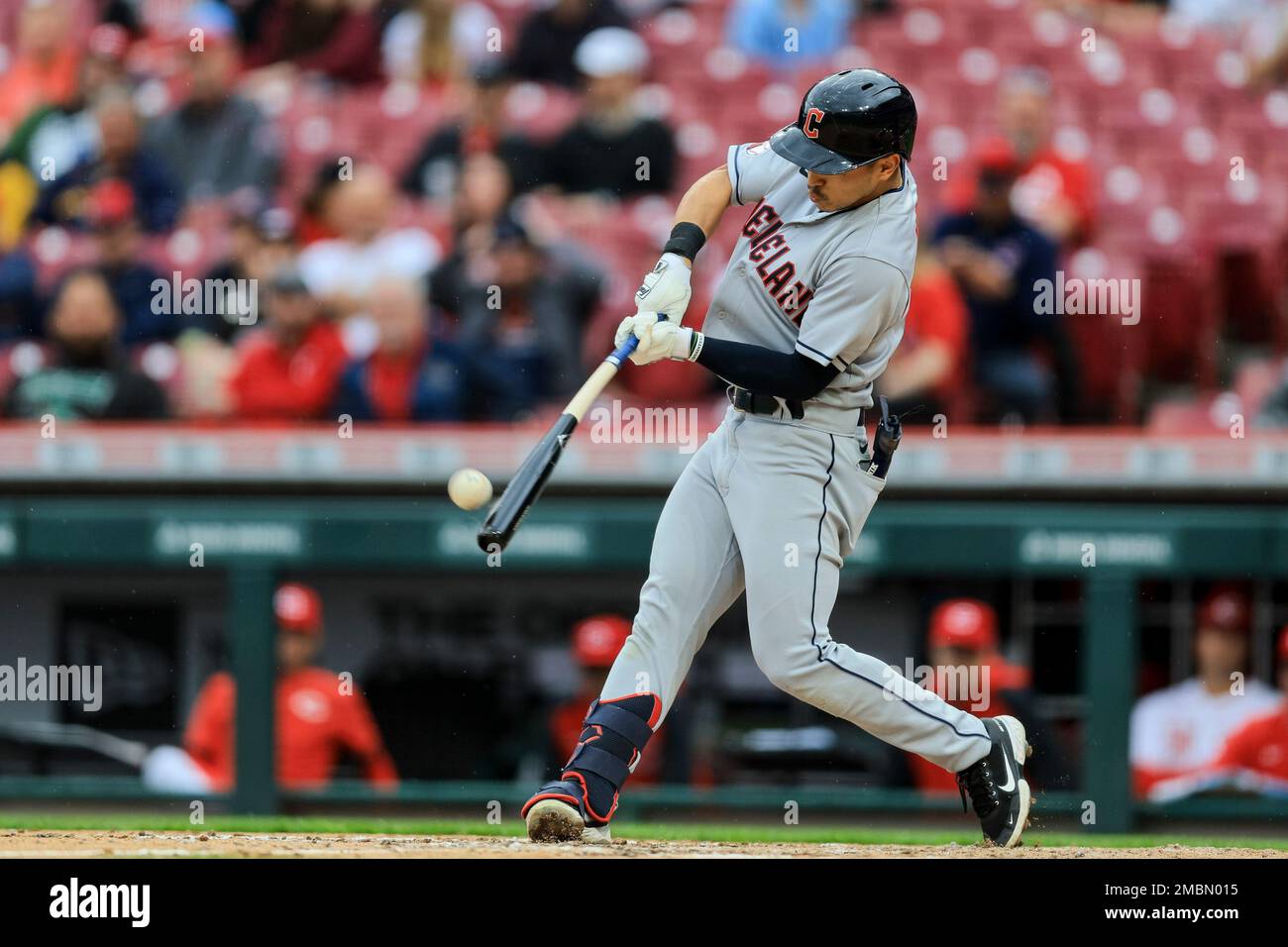 Cleveland Guardians' Steven Kwan bats during a baseball game against ...