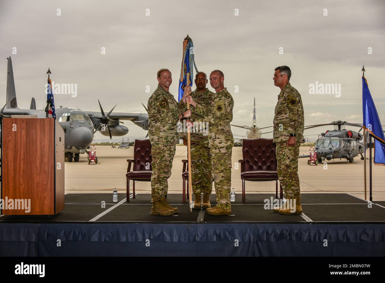 U.S. Air Force Col. Joseph Turnham, 355th Wing commander, and Col ...