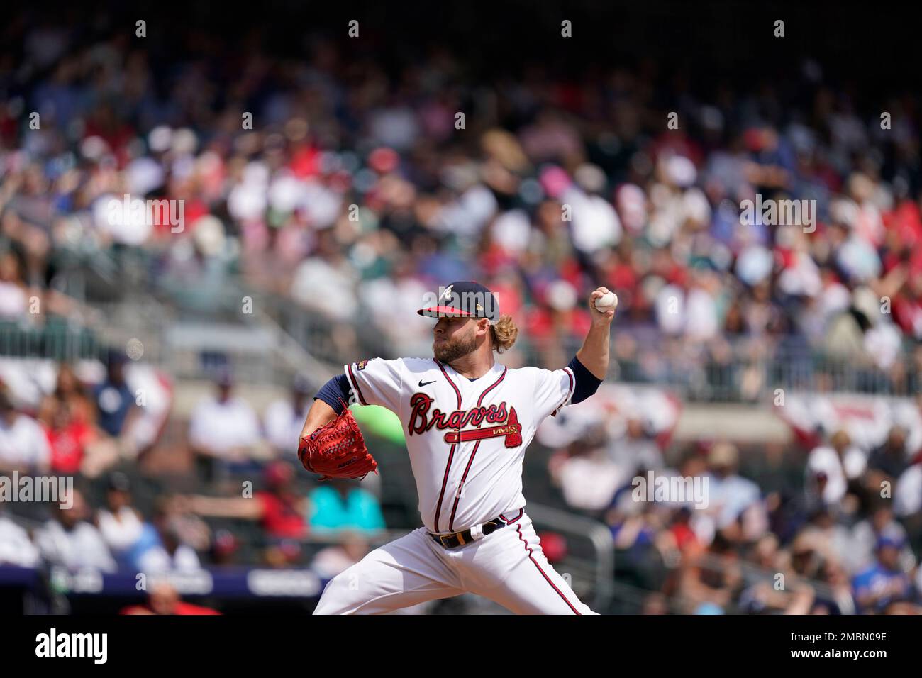 Atlanta Braves relief pitcher A.J. Minter (33) during a baseball game ...