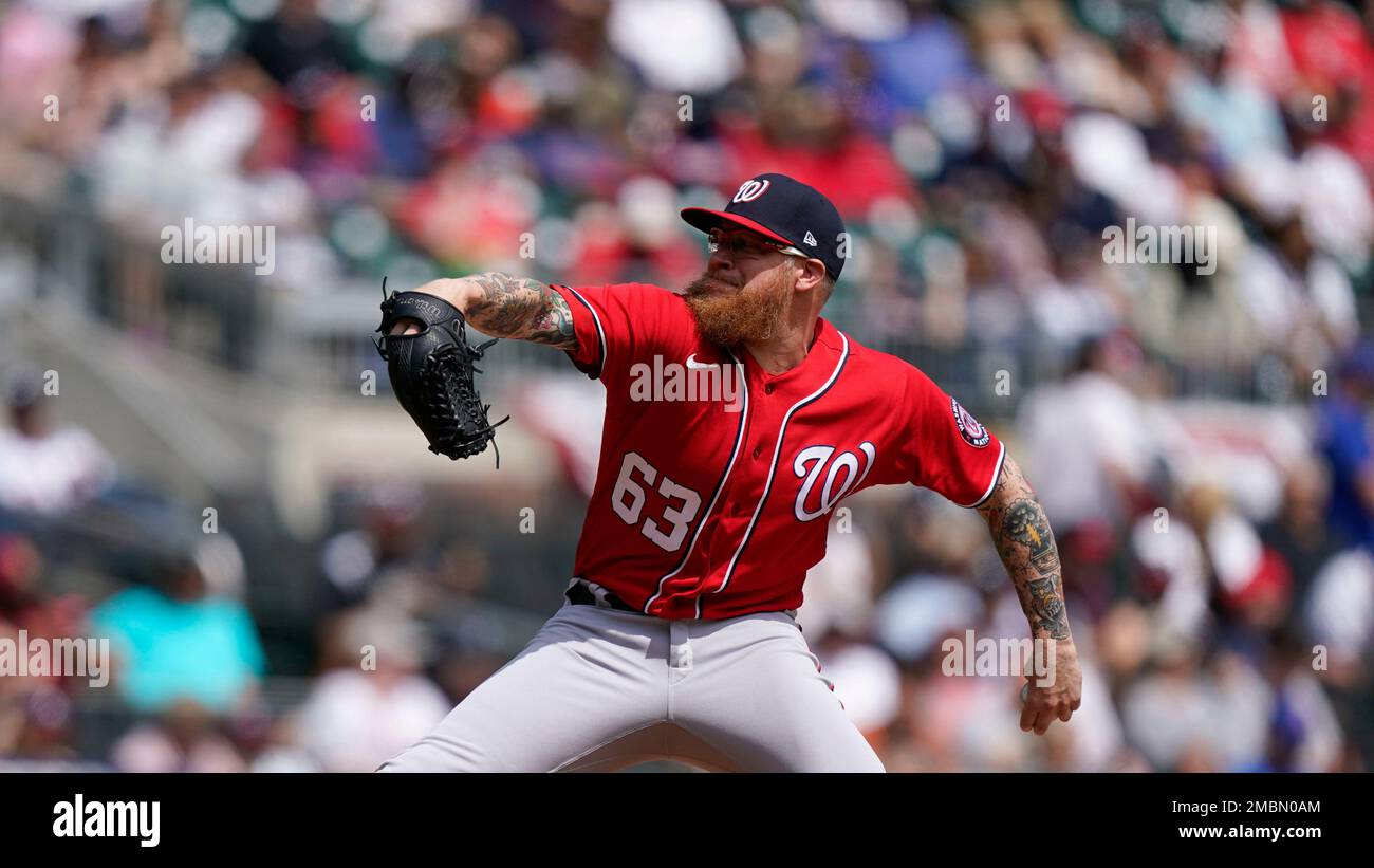 during the inning of a baseball game against Wednesday, April 13, 2022 ...