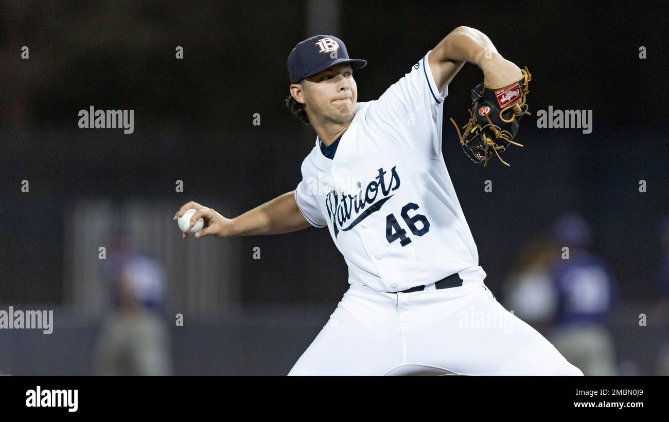 DBU starting pitcher Zach Heaton (46) throws during an NCAA baseball ...