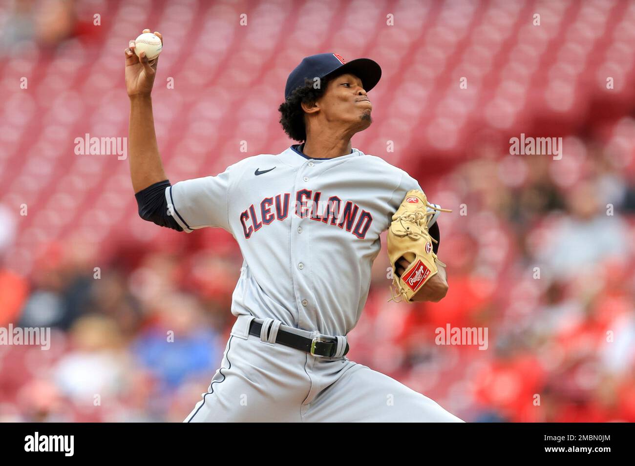 Cleveland Guardians' Triston McKenzie throws during the first inning of ...