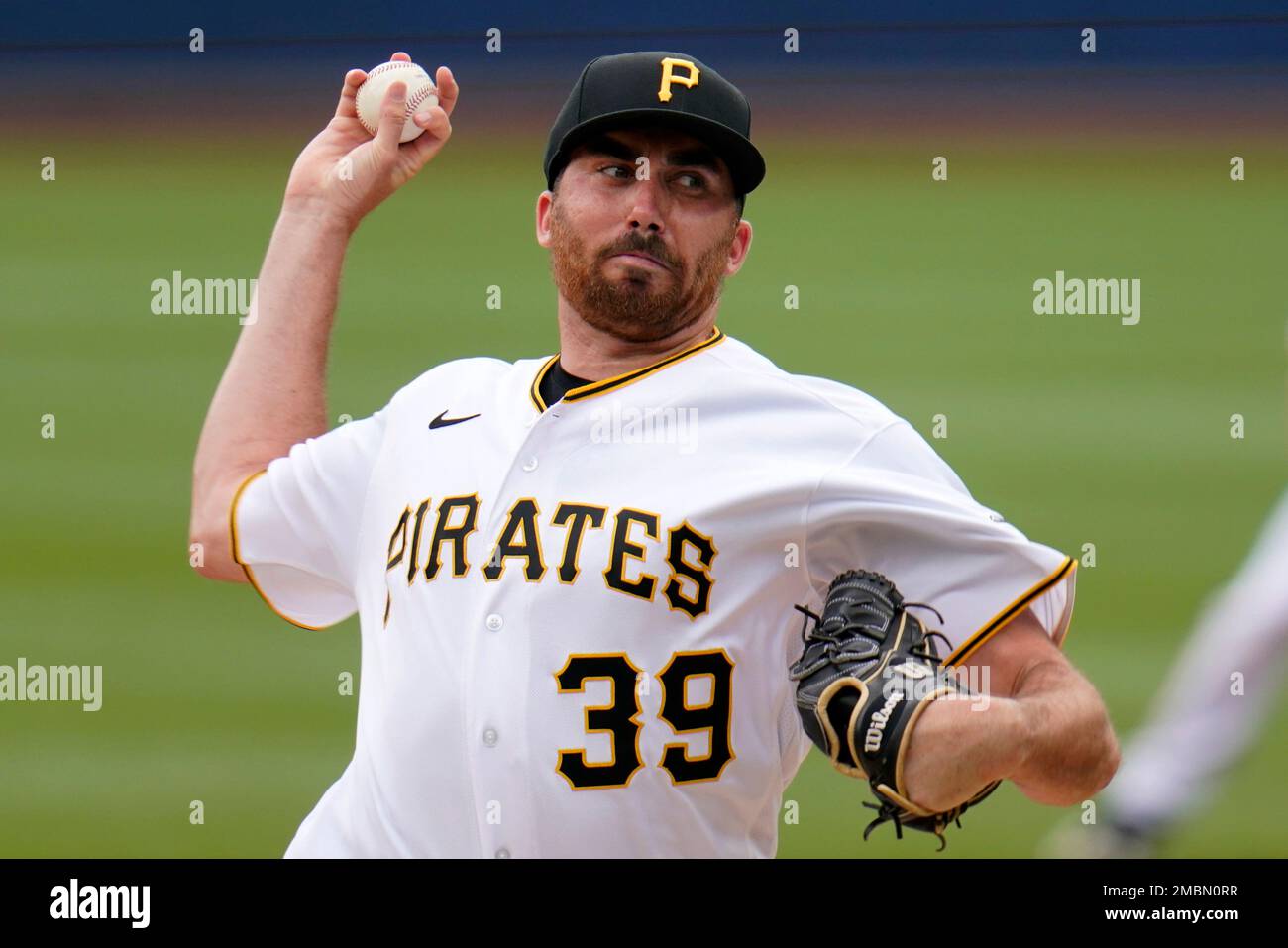 Pittsburgh Pirates starting pitcher Zach Thompson delivers during the ...