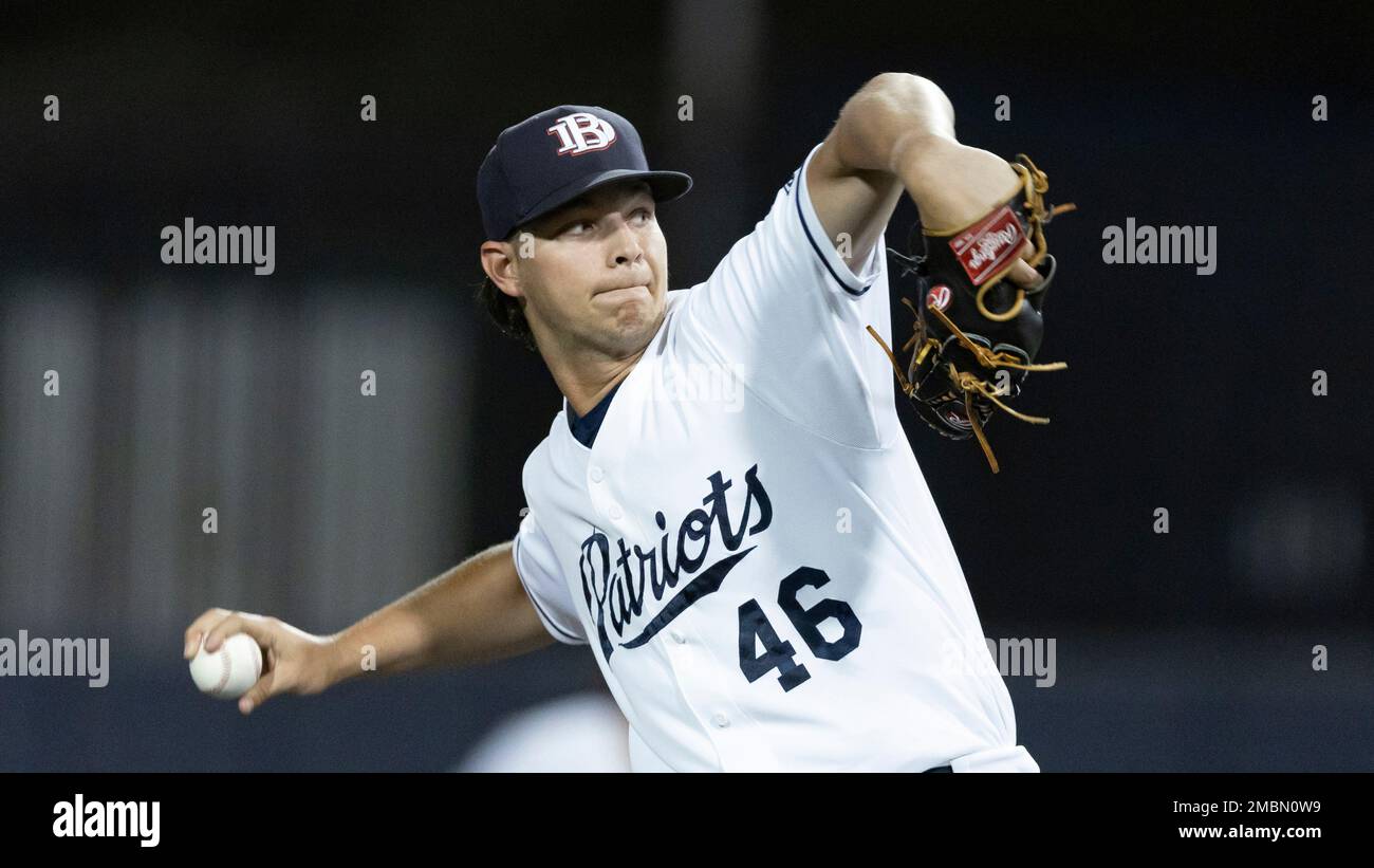 DBU starting pitcher Zach Heaton (46) throws during an NCAA baseball ...