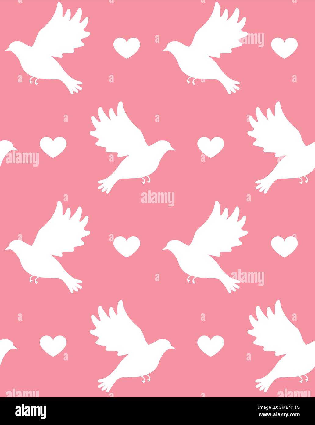 Vector seamless pattern of flat hand drawn pair of love doves ...