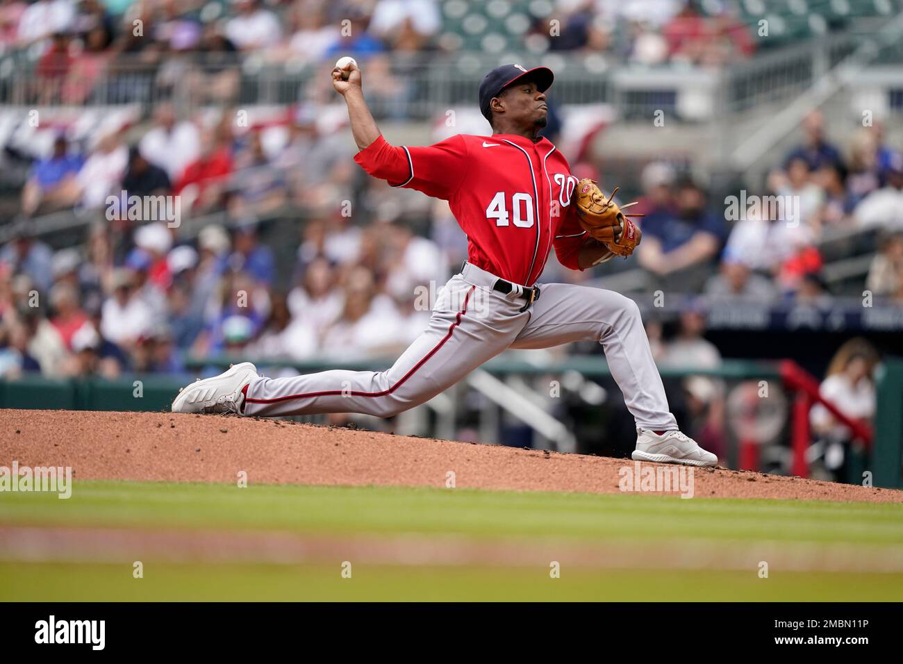 Washington Nationals starting pitcher Josiah Gray (40) works during the ...