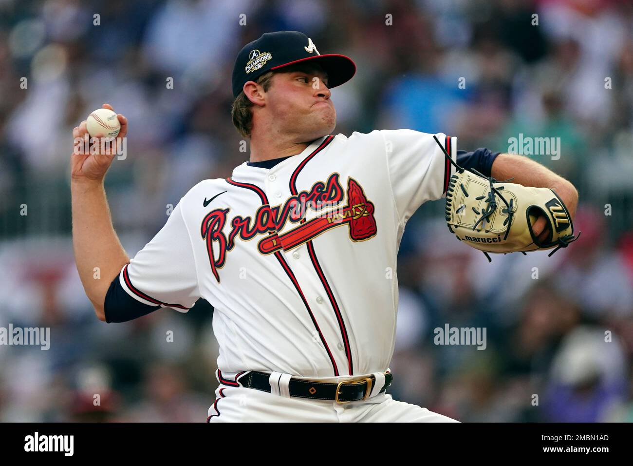 Atlanta Braves starting pitcher Bryce Elder works against the ...