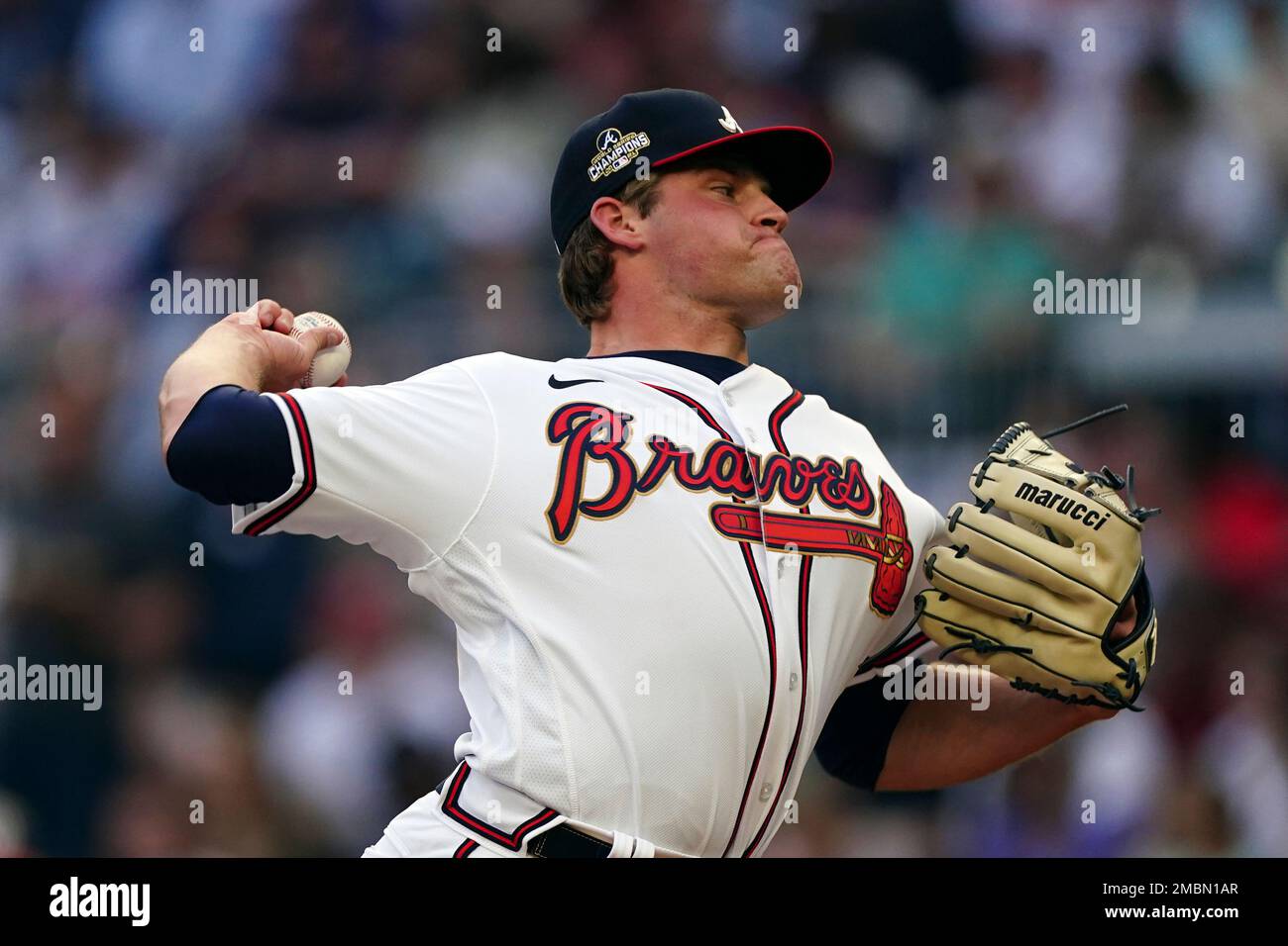 Atlanta Braves starting pitcher Bryce Elder works against the ...